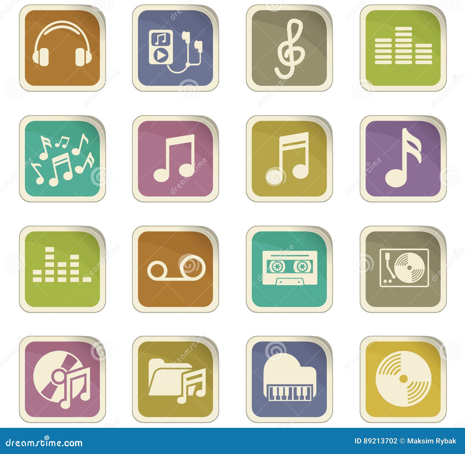 Music icon set stock illustration. Illustration of folder - 89213702