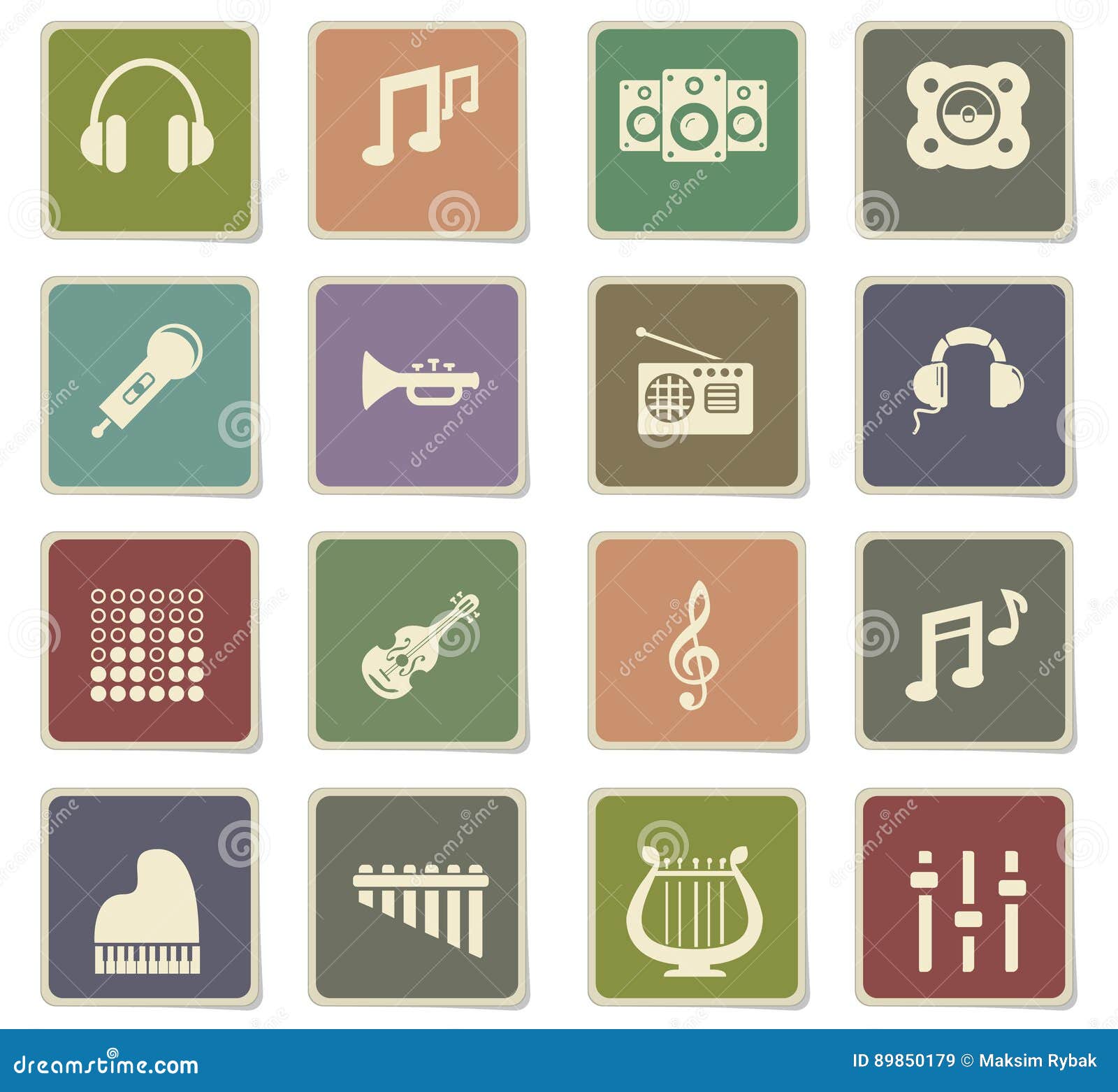 Music icon set stock illustration. Illustration of icon - 89850179