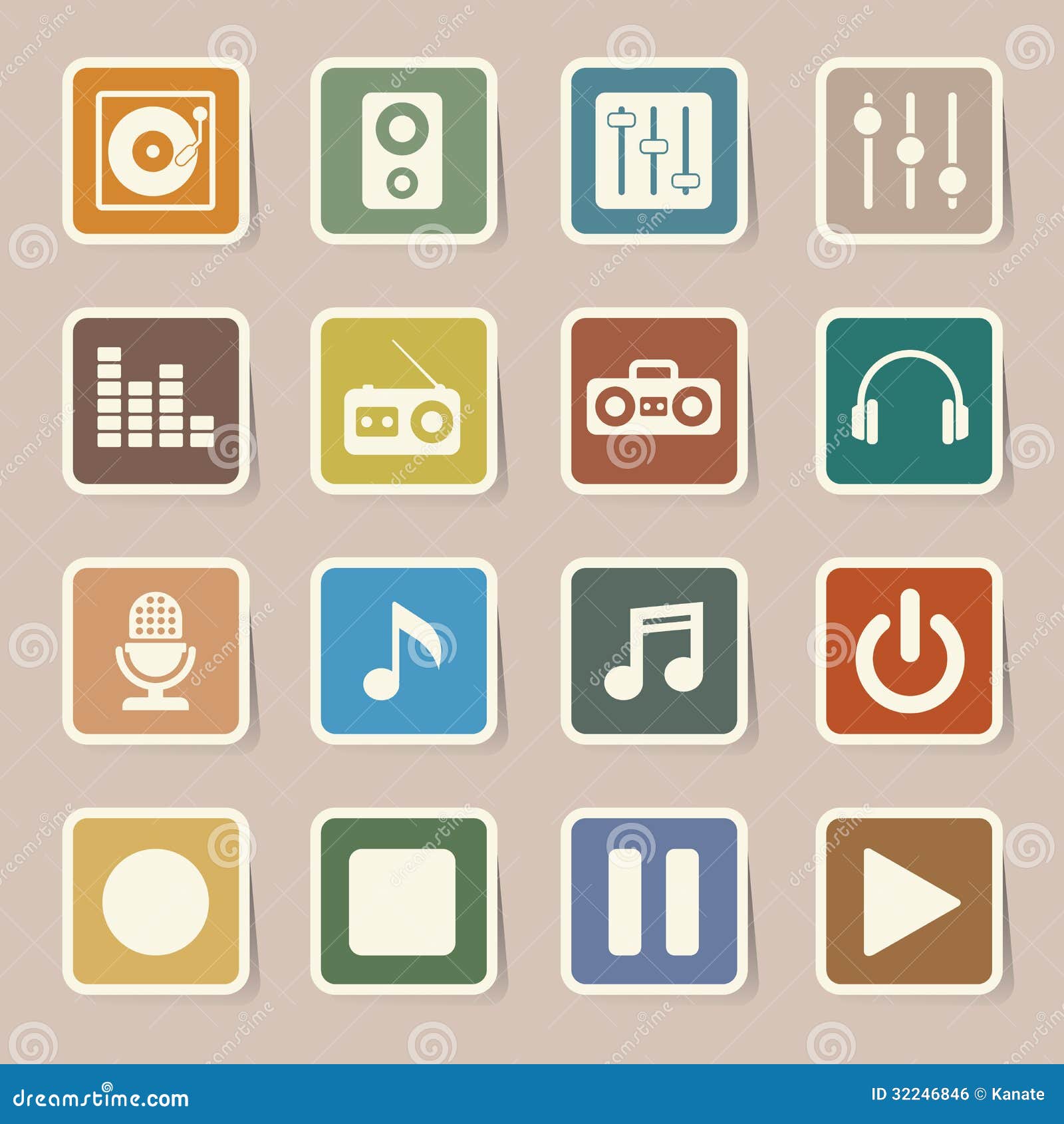Music icon set. stock vector. Illustration of open, collection - 32246846