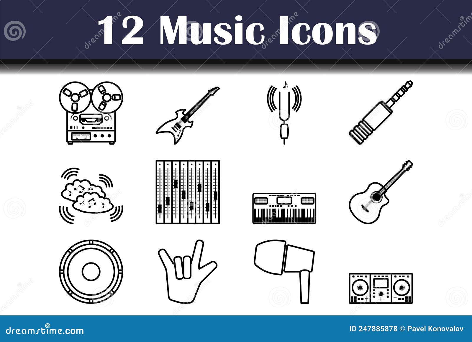 Music Icon Set stock vector. Illustration of disk, record - 247885878