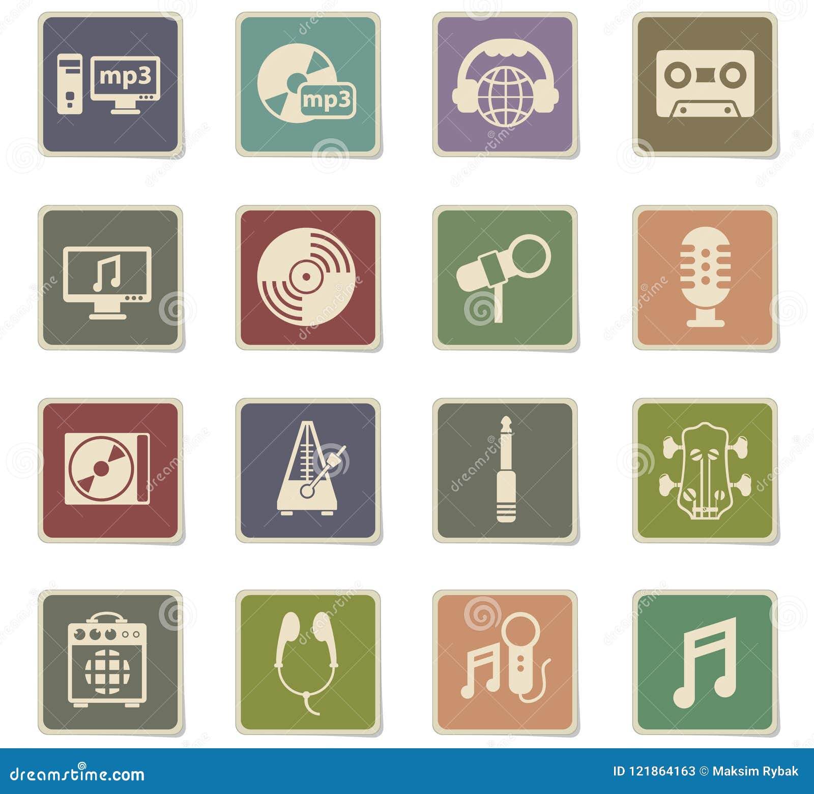 Music icon set stock vector. Illustration of metronome - 121864163