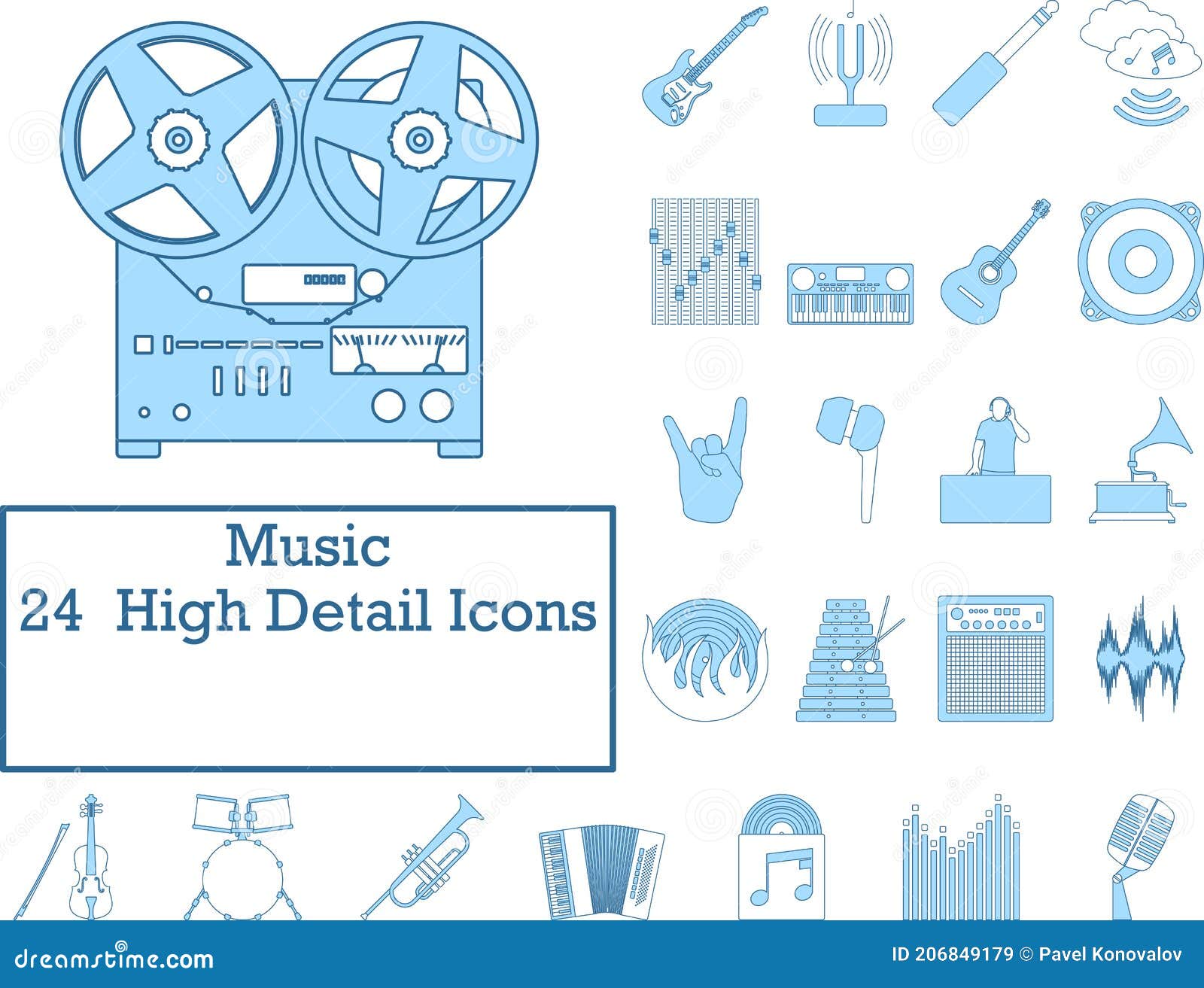 Music Icon Set stock vector. Illustration of line, collection - 206849179