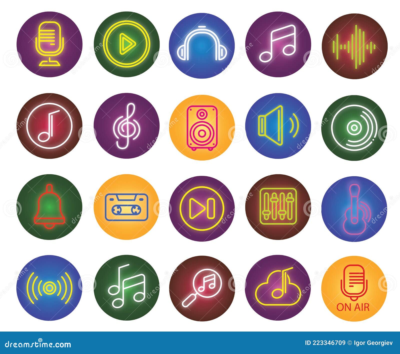 Music Icon Set Vector Illustration Poster Template Stock Vector ...