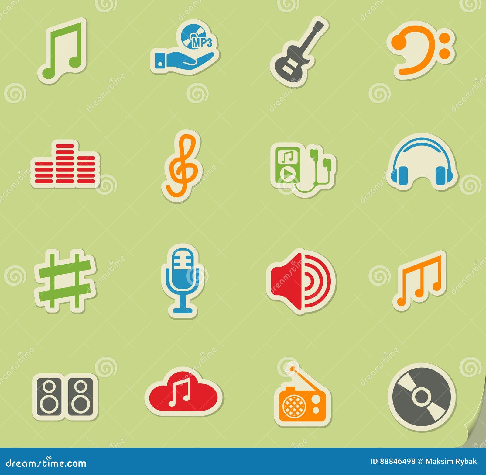 Music icon set stock illustration. Illustration of collection - 88846498