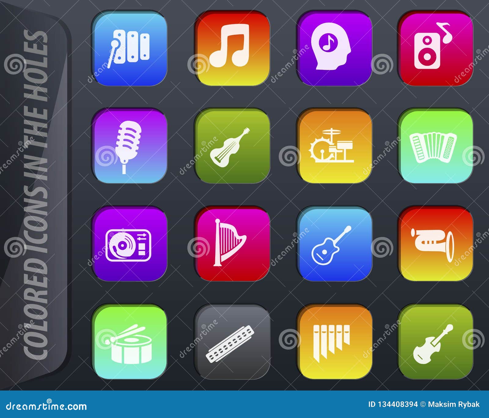 Music icons set stock vector. Illustration of piano - 134408394