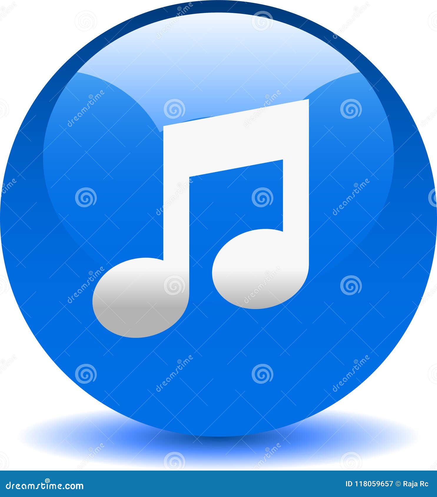 Music icon web button blue stock vector. Illustration of clip - 118059657