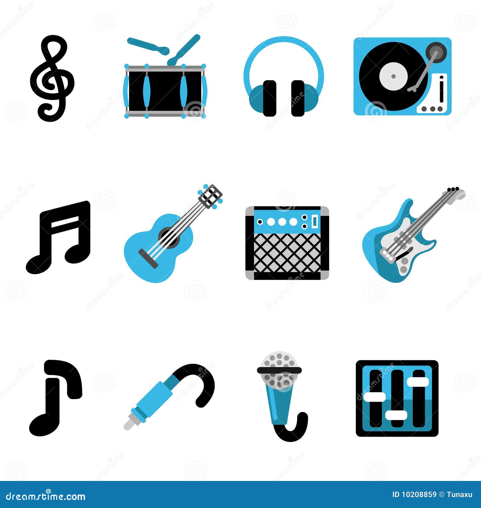 Music icons stock vector. Illustration of note, graphic - 10208859