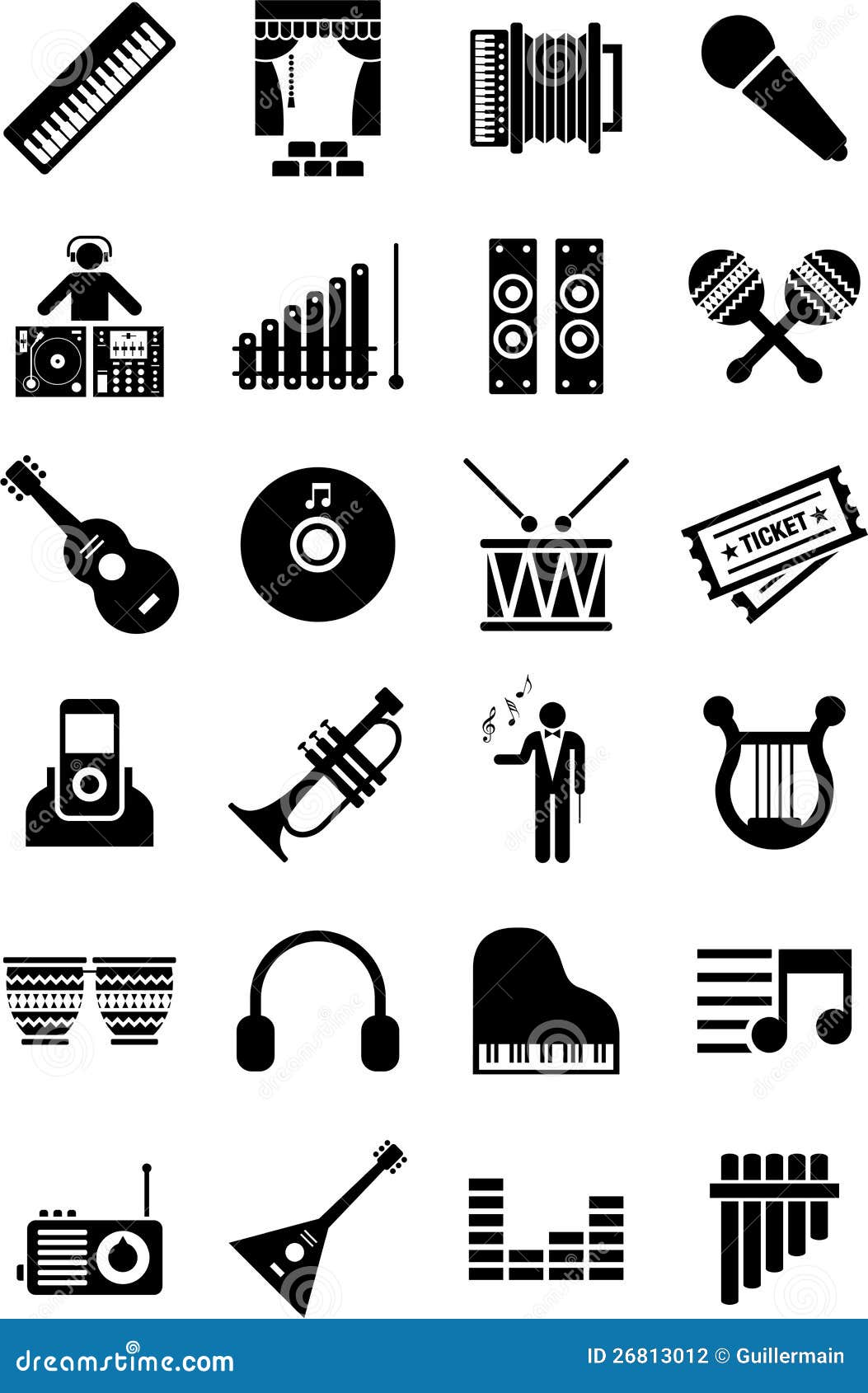 Music icons stock vector. Illustration of classical, maracas - 26813012