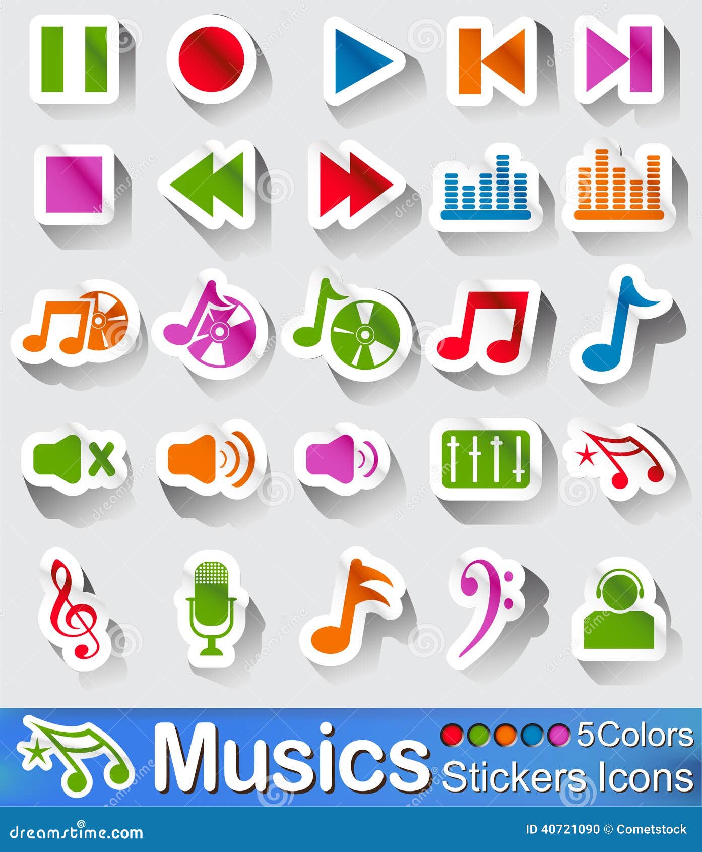 Music icons and buttons stock vector. Illustration of violet - 40721090