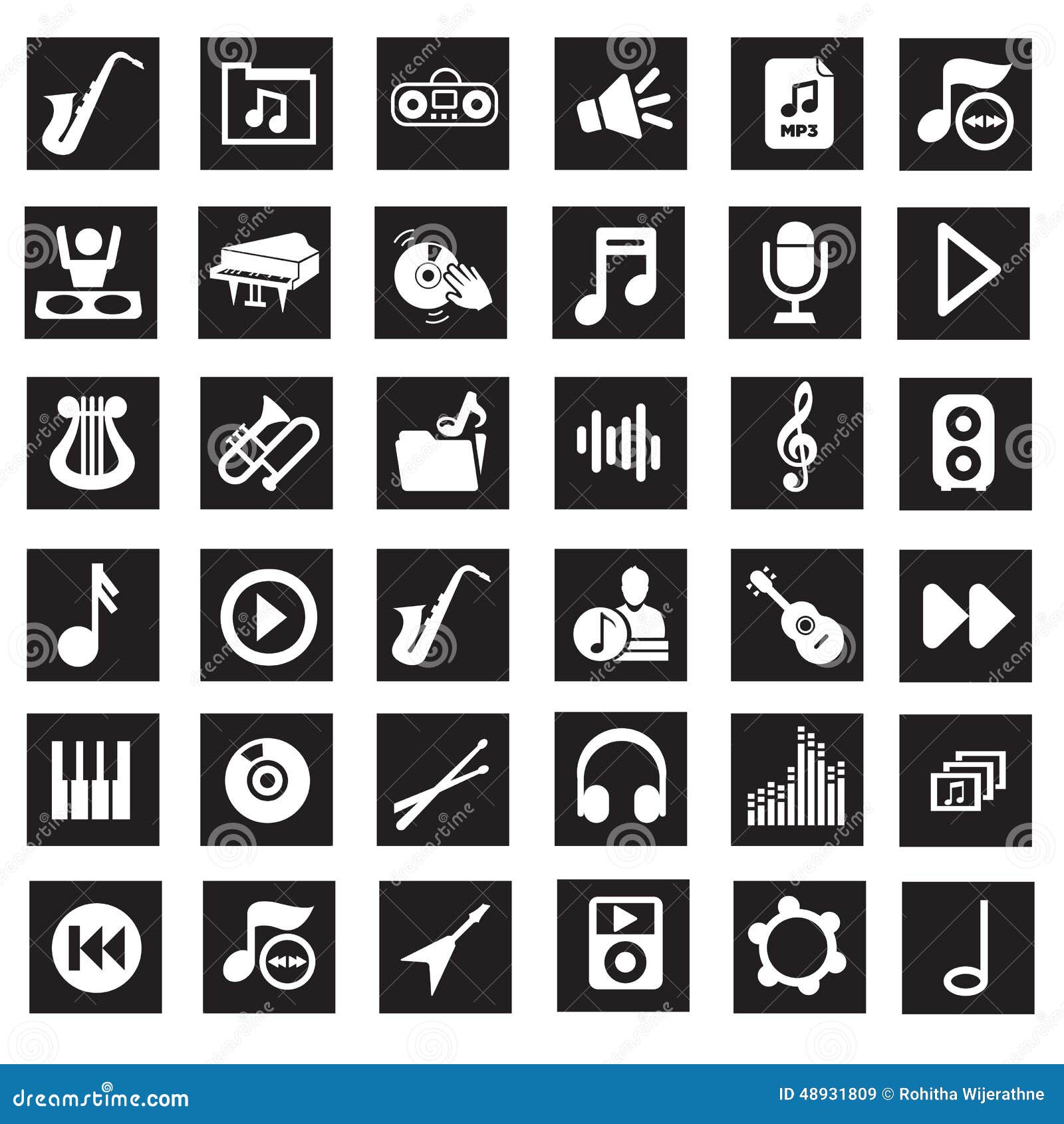 Music icons stock vector. Illustration of chord, equalizer - 48931809