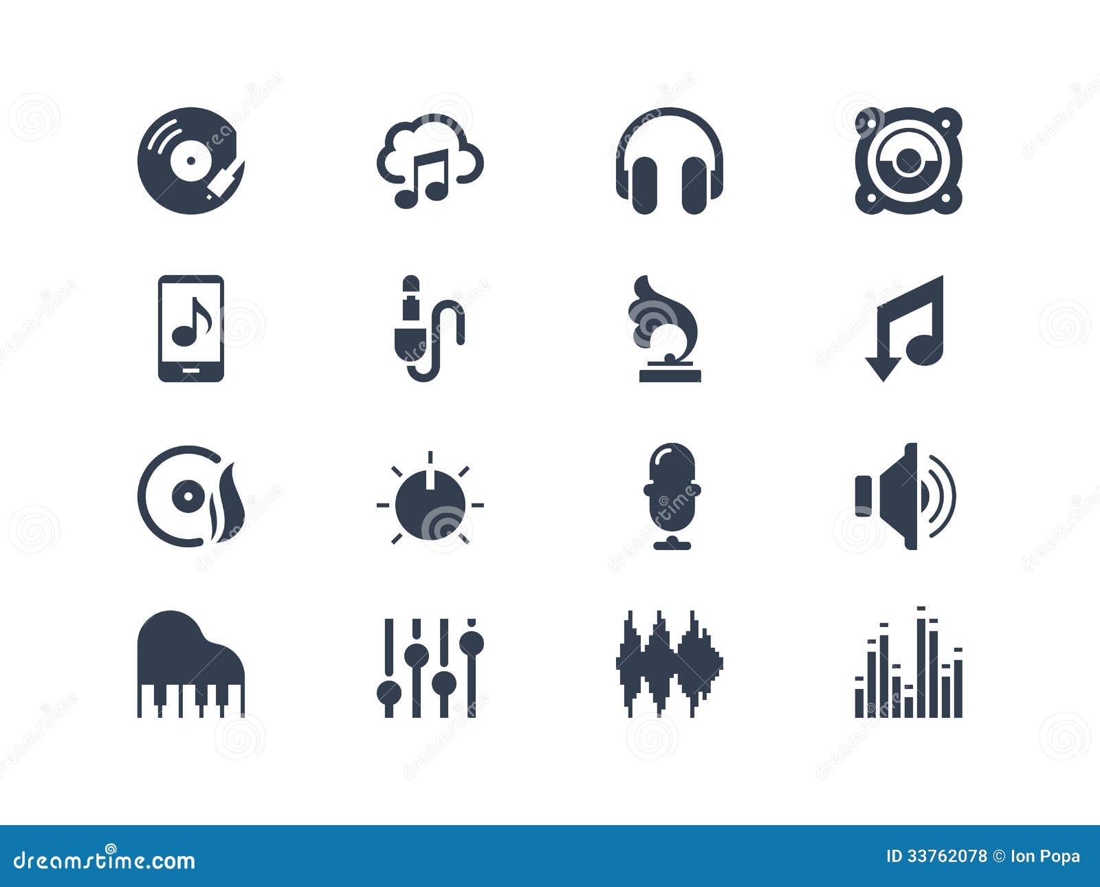 Music icons stock vector. Illustration of megaphone, piano - 33762078