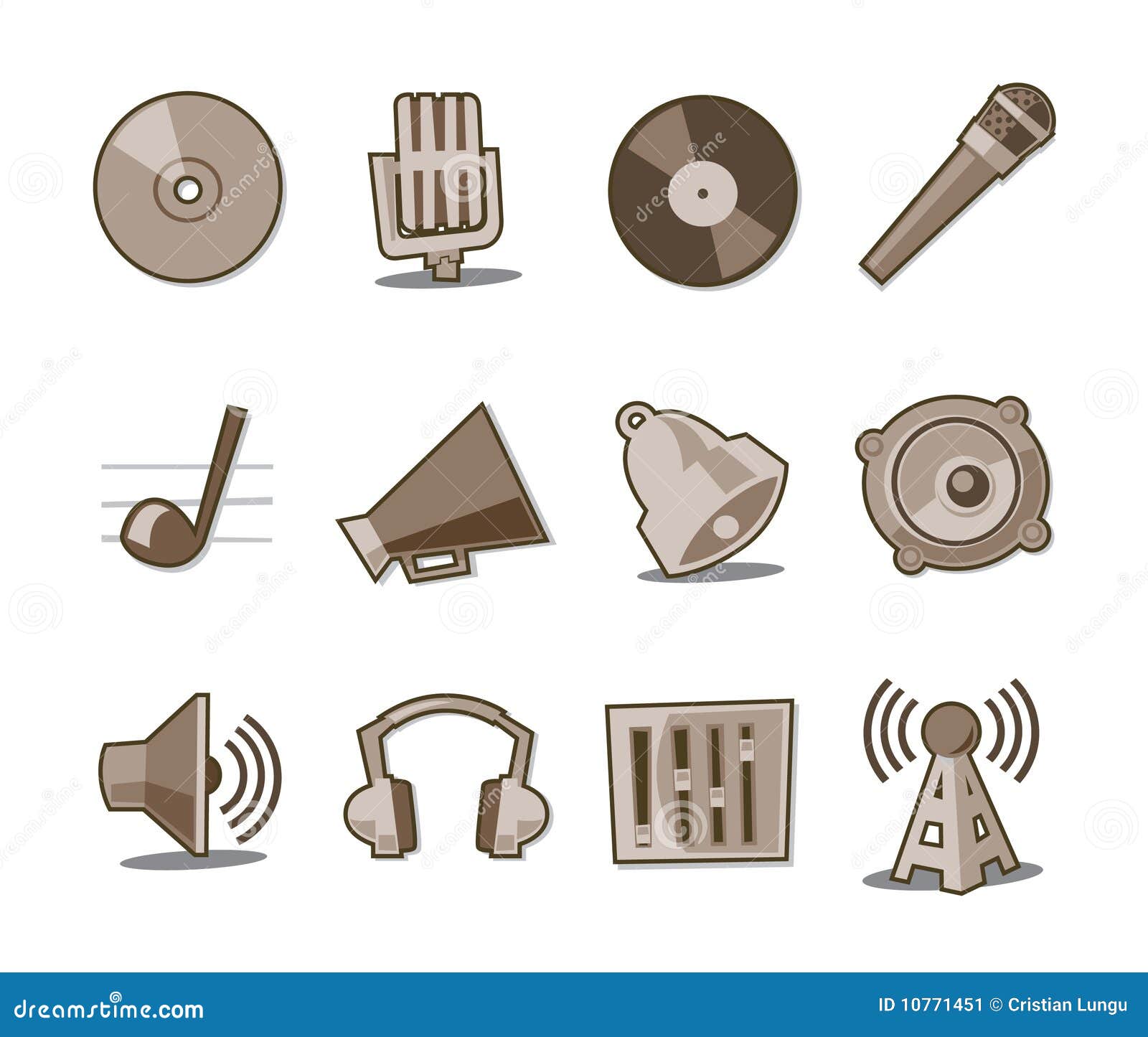 Music Icons Retro Fresh Collection - Set 6 Stock Vector - Illustration ...