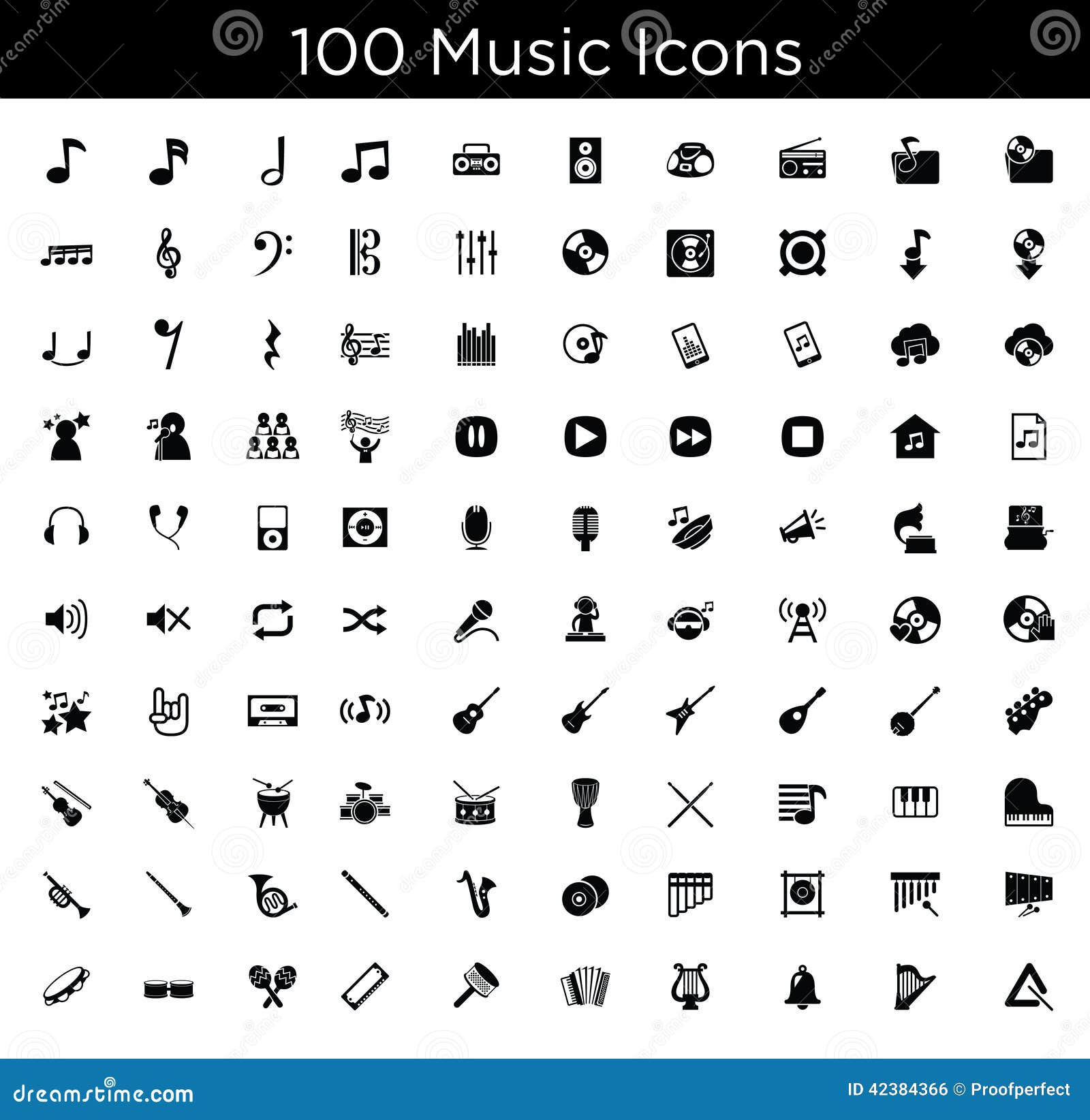 Music icons stock vector. Illustration of black, harmony - 42384366