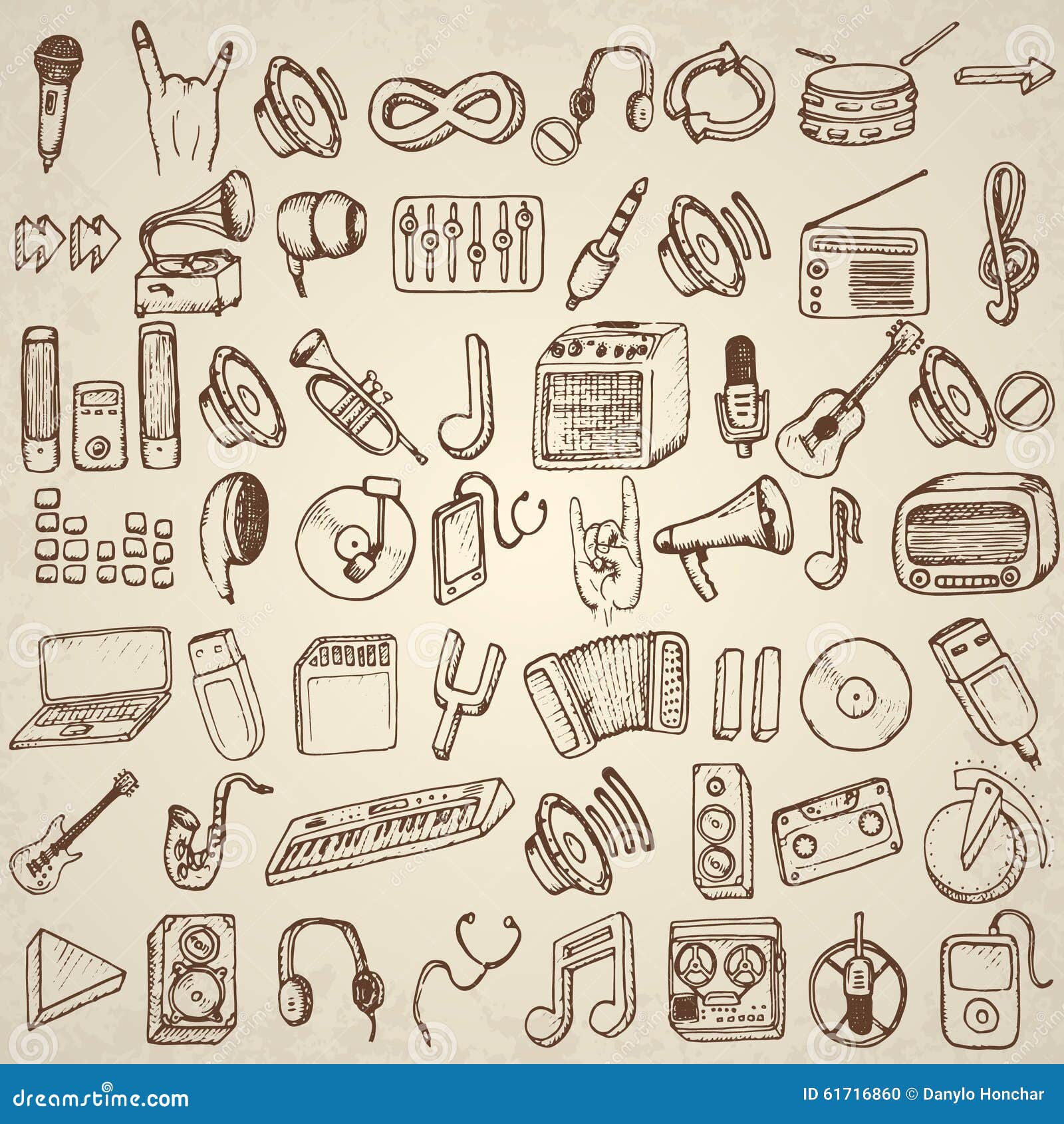 Music icons set. stock vector. Illustration of electric - 61716860