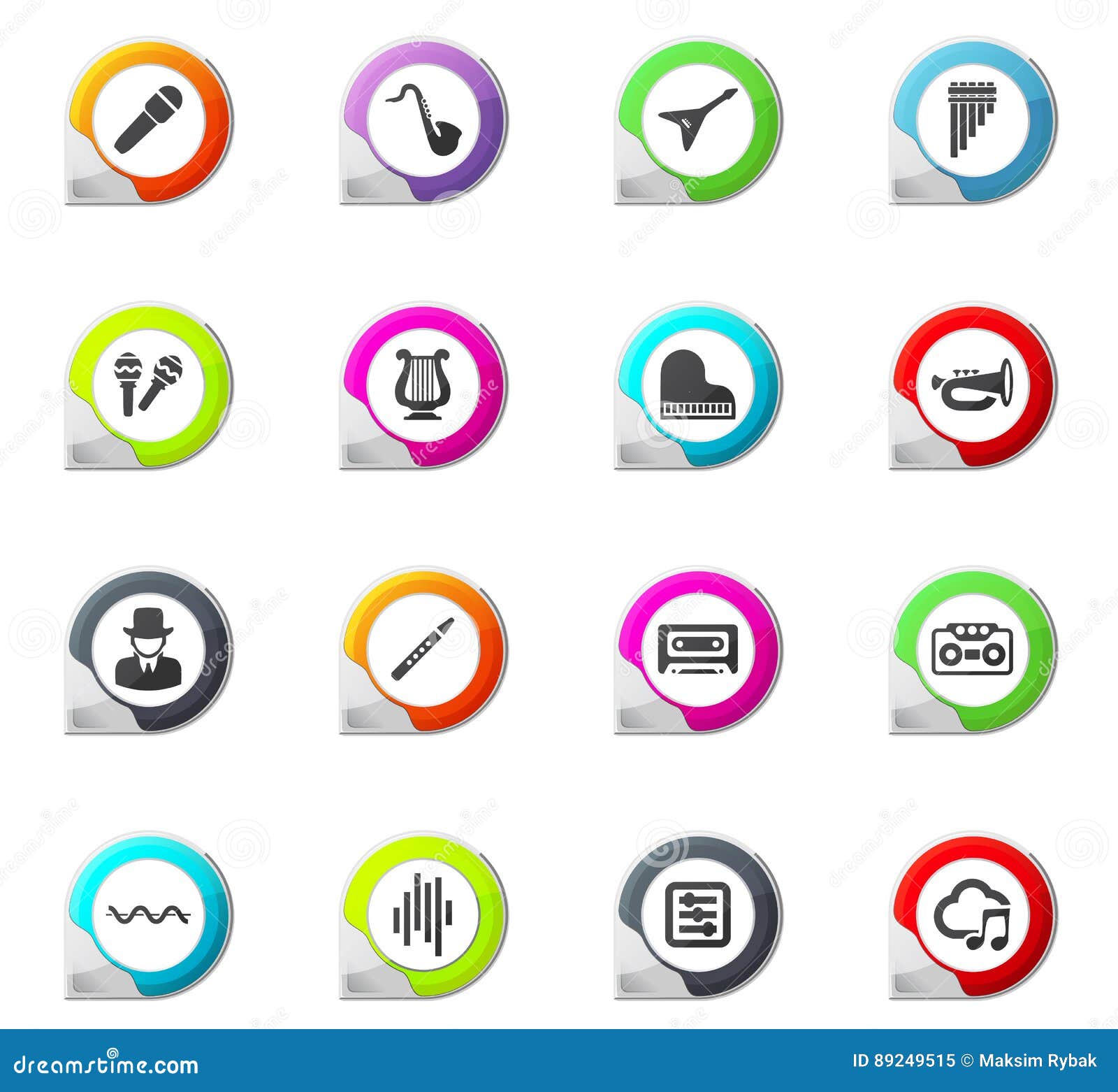 Music icons set stock illustration. Illustration of cello - 89249515