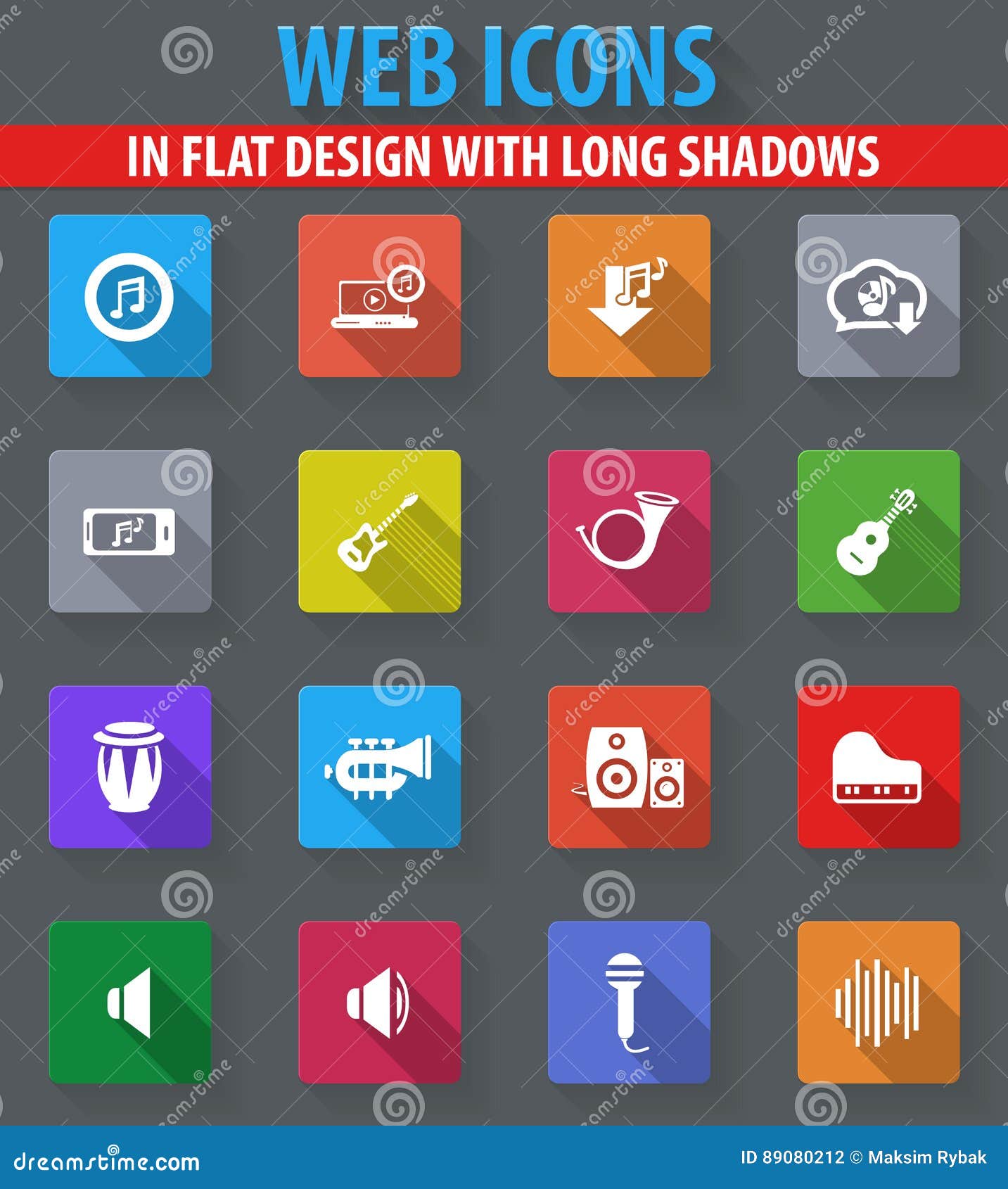 Music icons set stock vector. Illustration of musical - 89080212