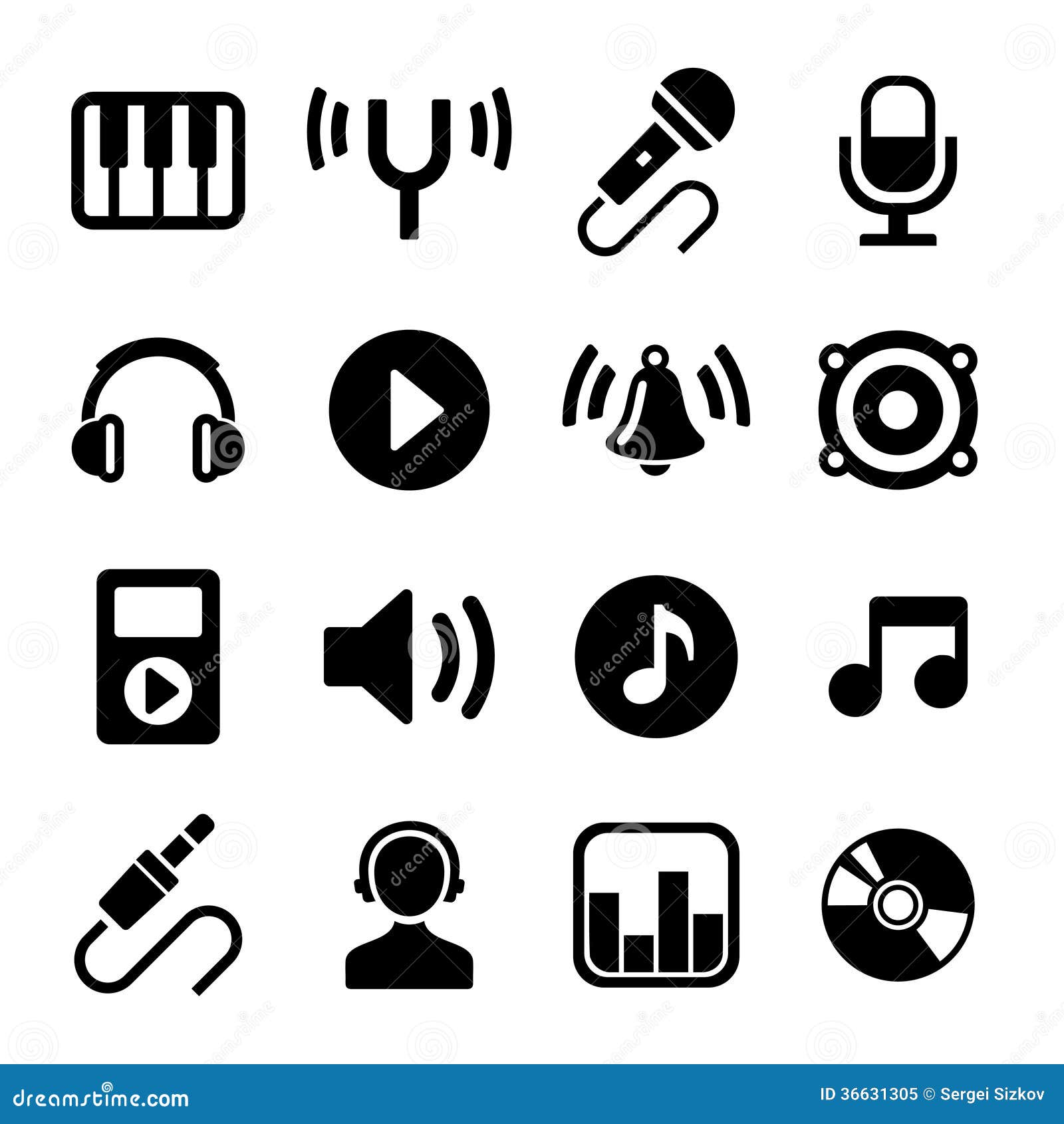 Music Icons Set stock vector. Illustration of printing - 36631305