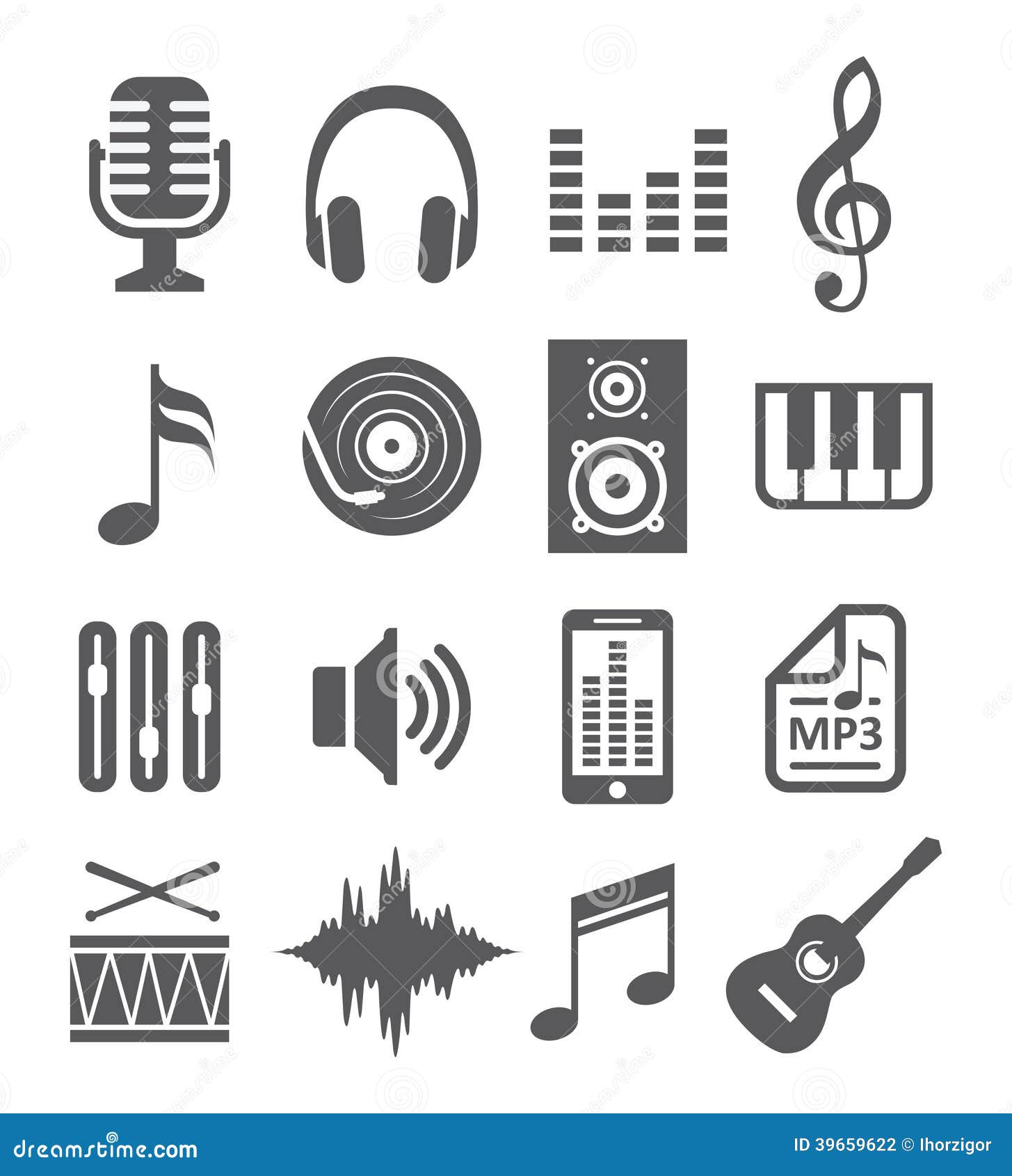 Music Icons stock vector. Illustration of media, loudspeaker - 39659622