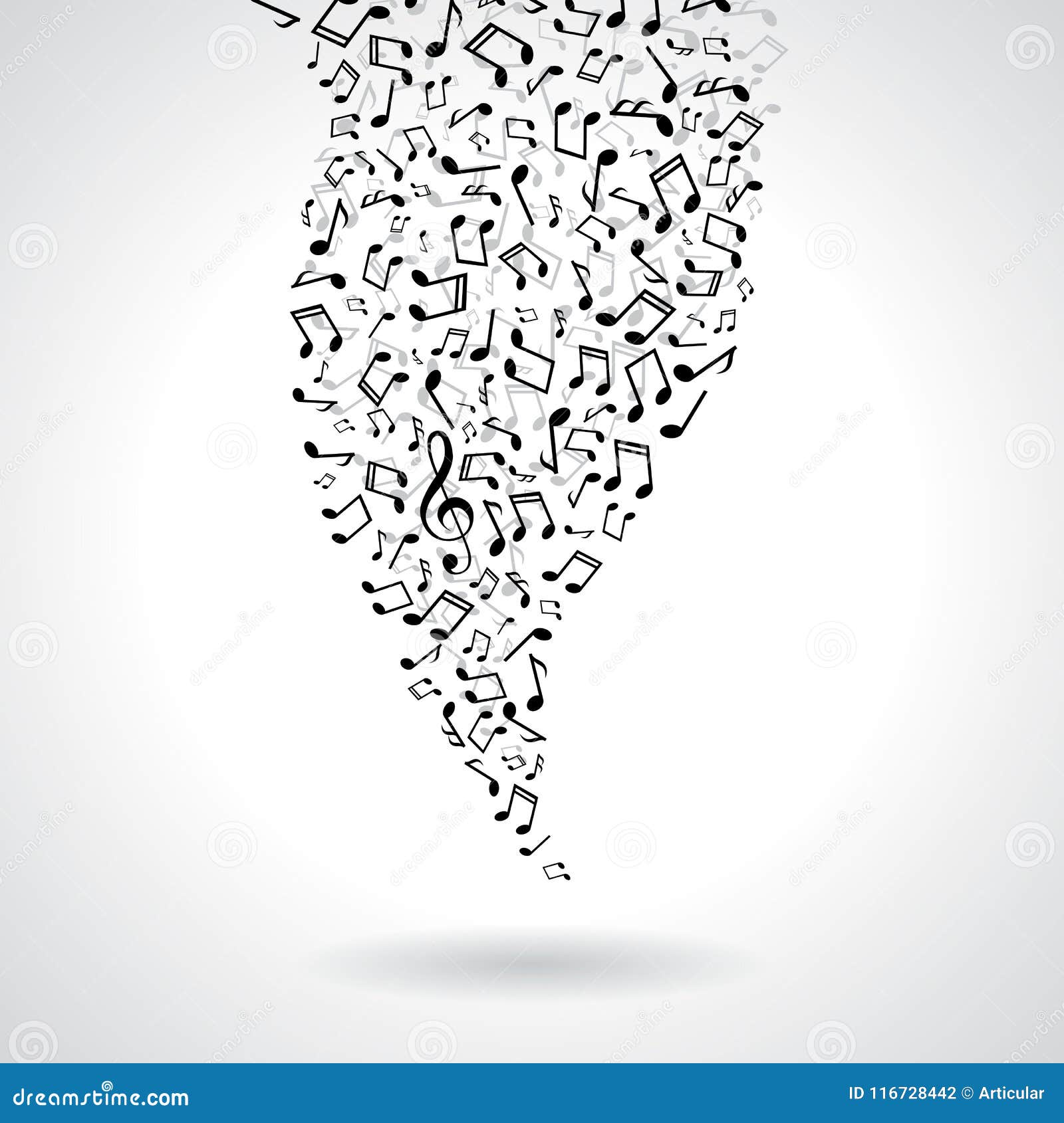 Music Illustration with Falling Notes on White Background. Vector ...