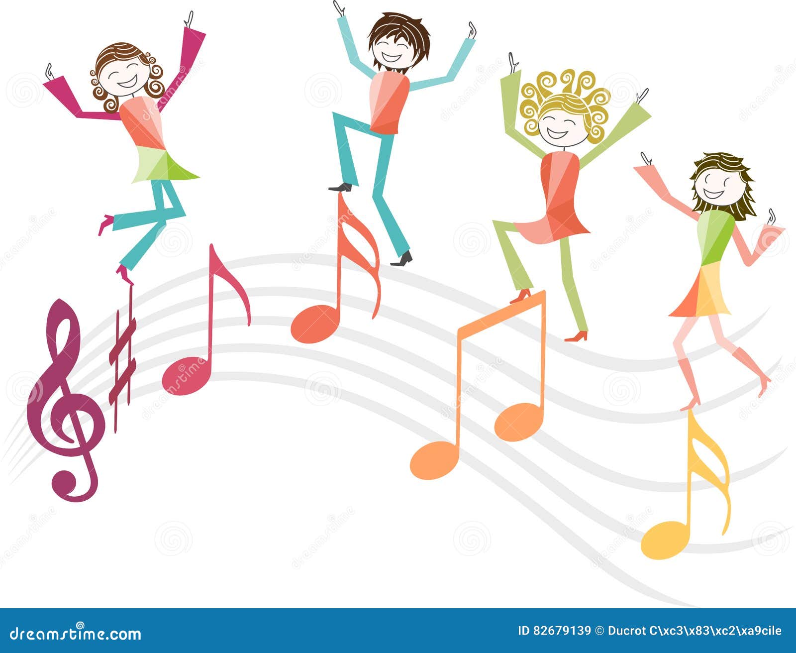 Music Illustration with People and Music Notes Stock Vector ...