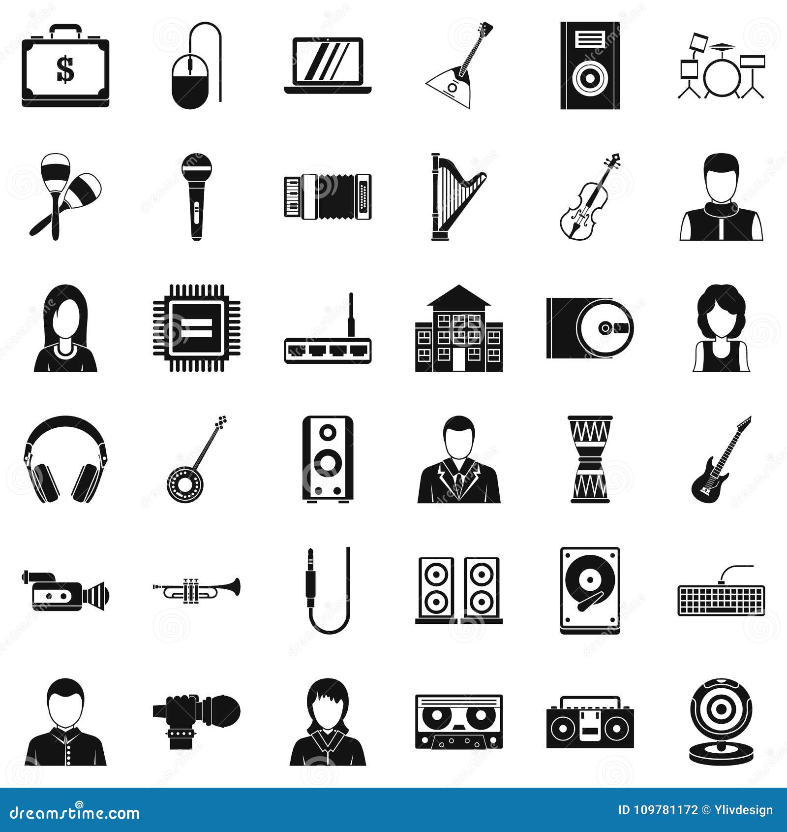 Music Industry Icons Set, Simple Style Stock Vector - Illustration of ...