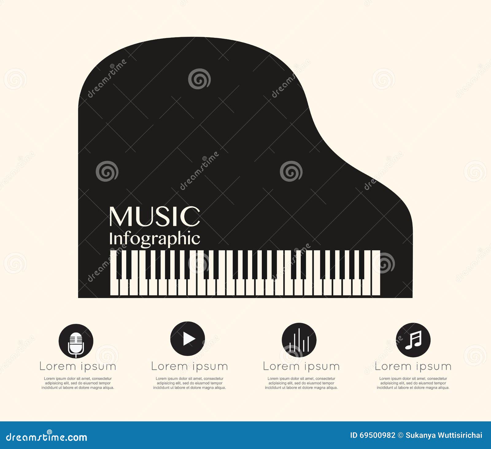 Music Infographic with Grand Piano on Top. Stock Vector - Illustration ...