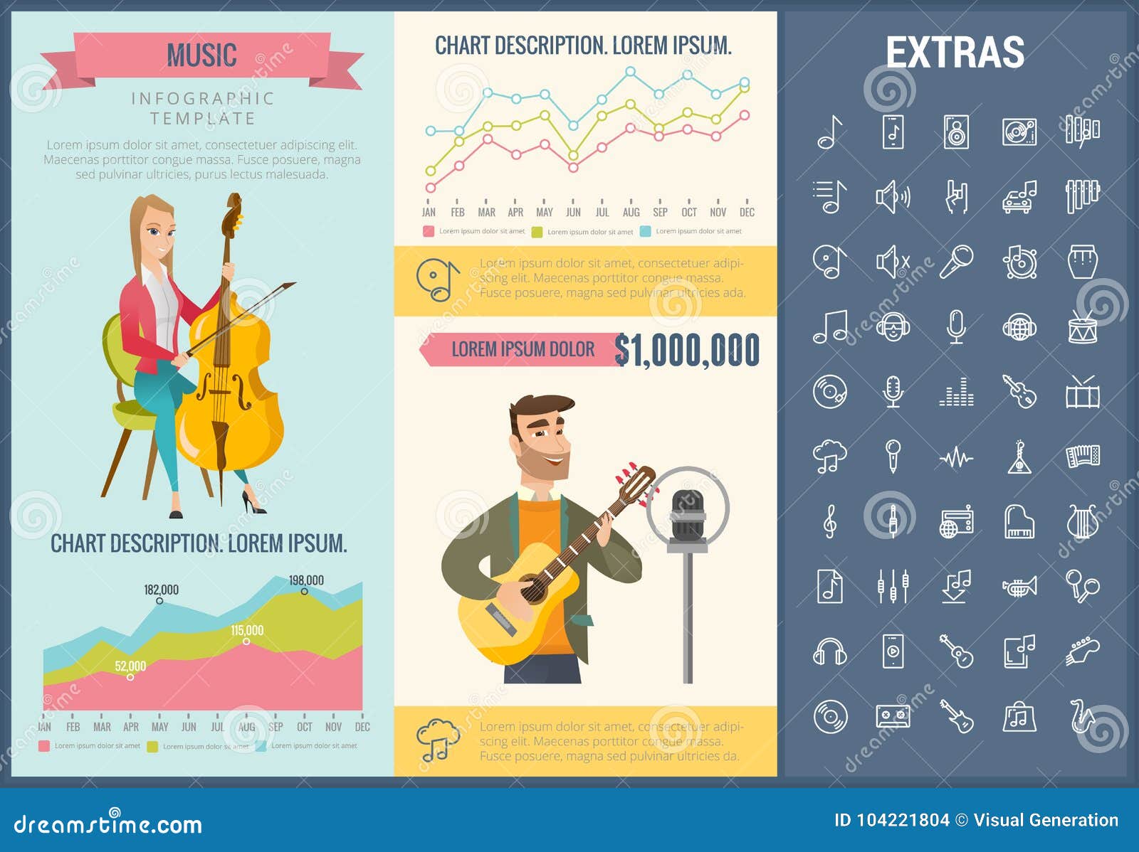 Music Infographic Template, Elements and Icons. Stock Vector ...