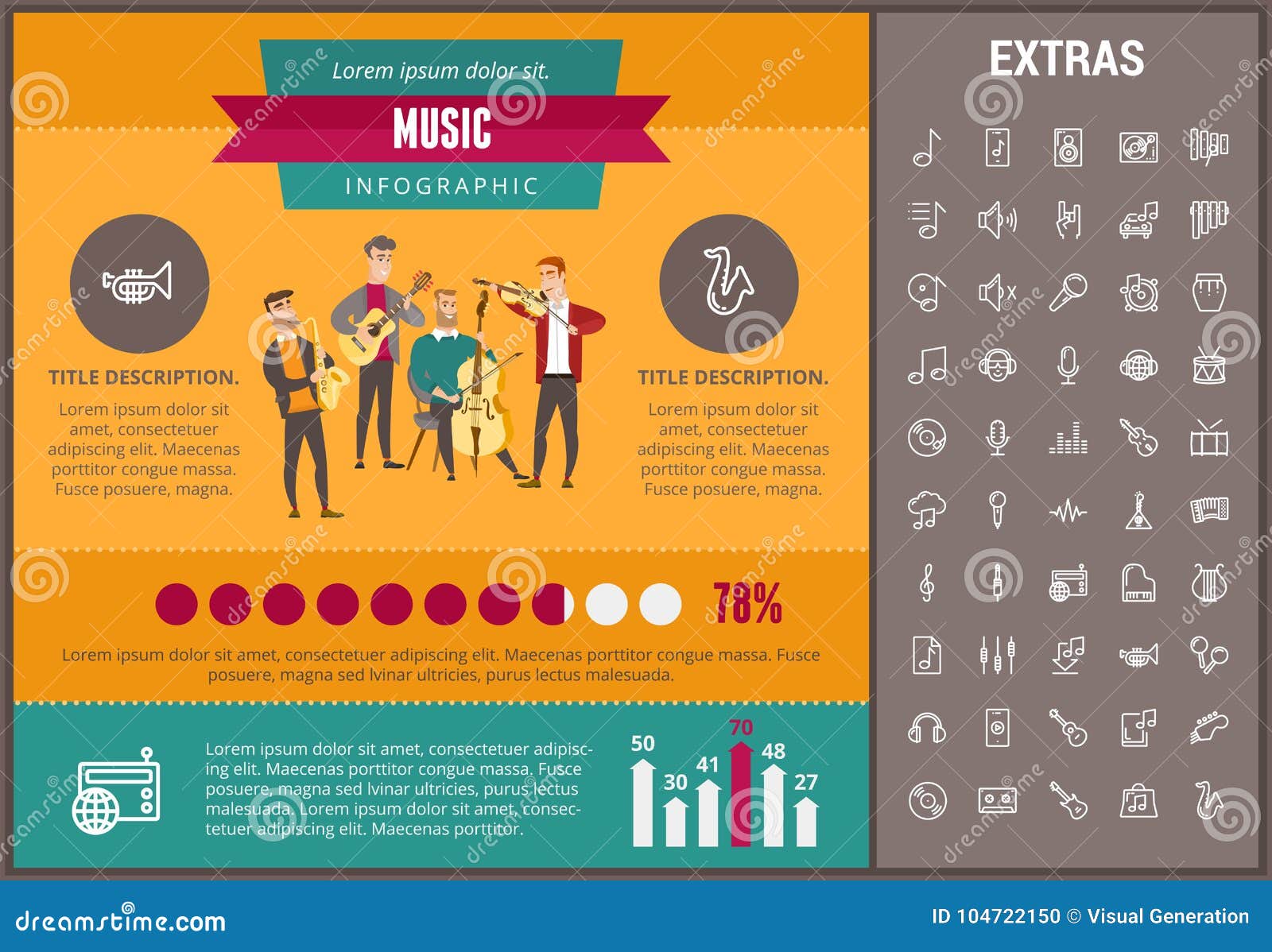 Music Infographic Template, Elements and Icons. Stock Vector ...