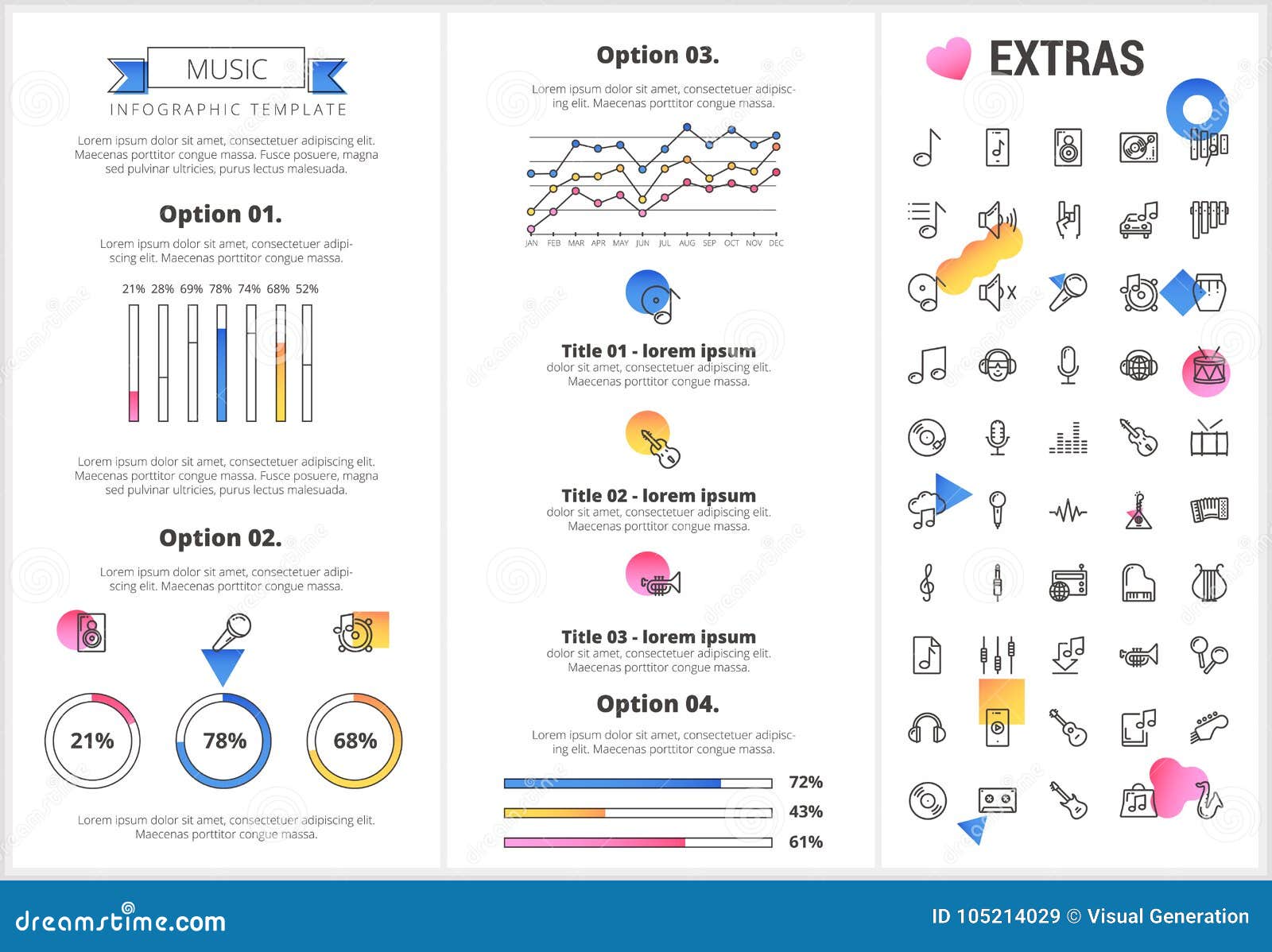 Music Infographic Template, Elements and Icons. Stock Vector ...