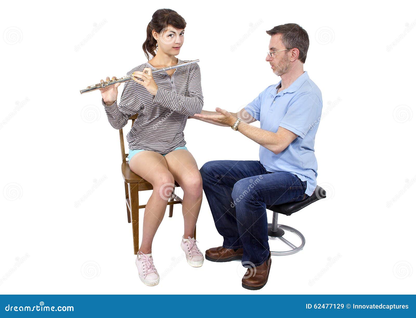 Music Instructor Teaching How To Play the Flute Stock Image - Image of ...