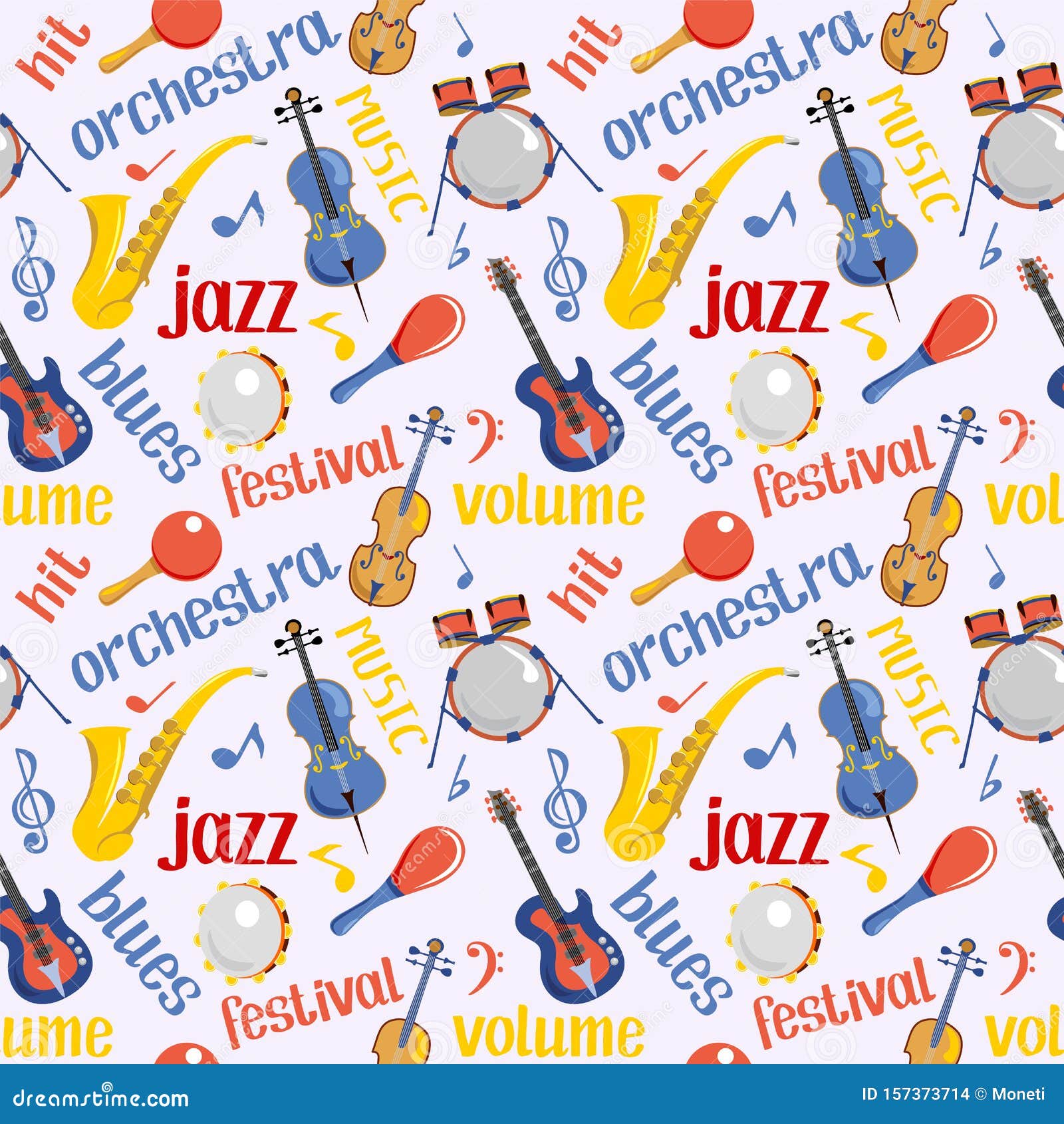Music Instrument Colorful Pattern with White Background Stock ...