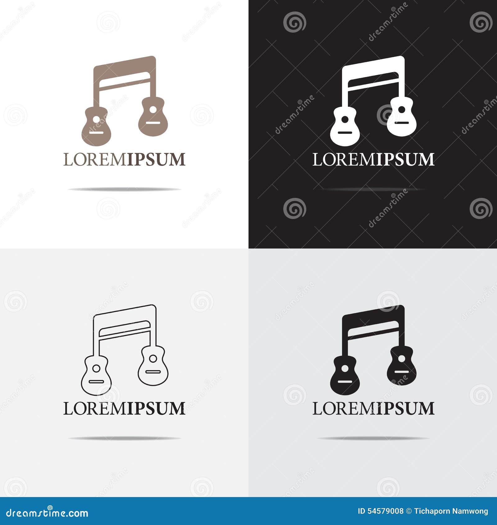 Music Instrument and Note Logo Design Stock Vector - Illustration of ...