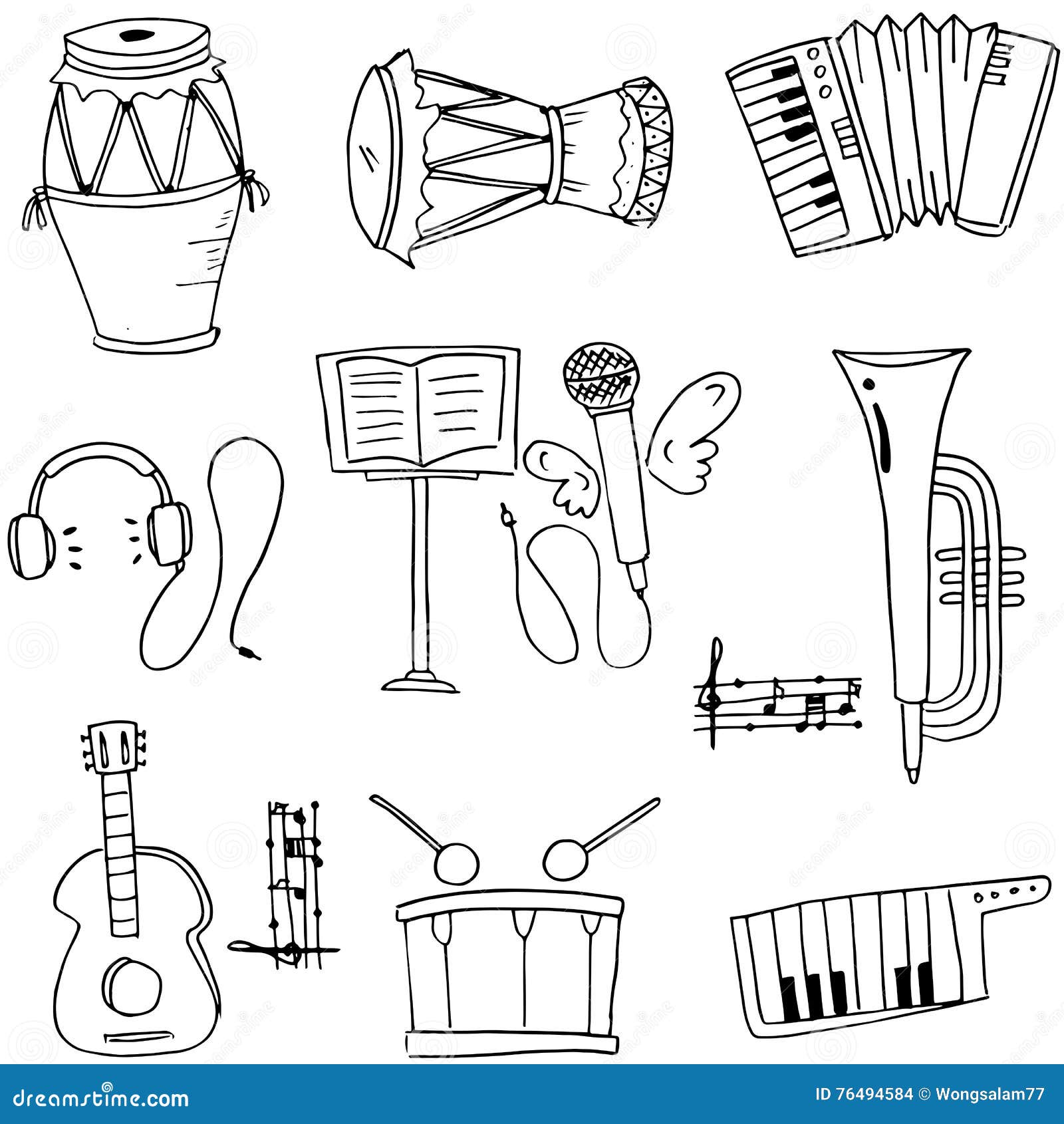Music Instrument Pack Doodles Stock Illustrations – 2 Music Instrument ...