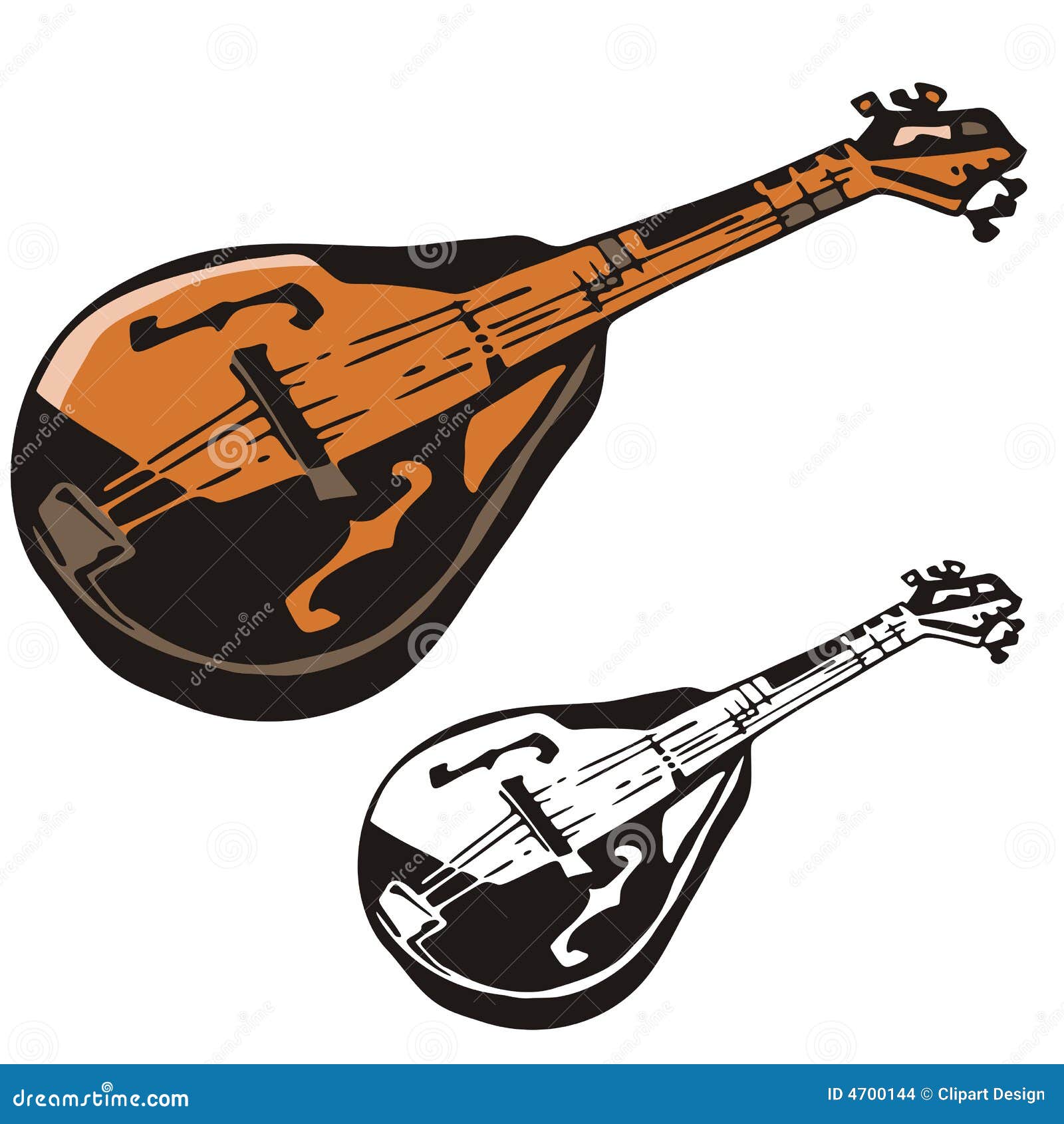 Mandolin Clipart Cartoon Style. Simple Cute Mandolin String Musical ...