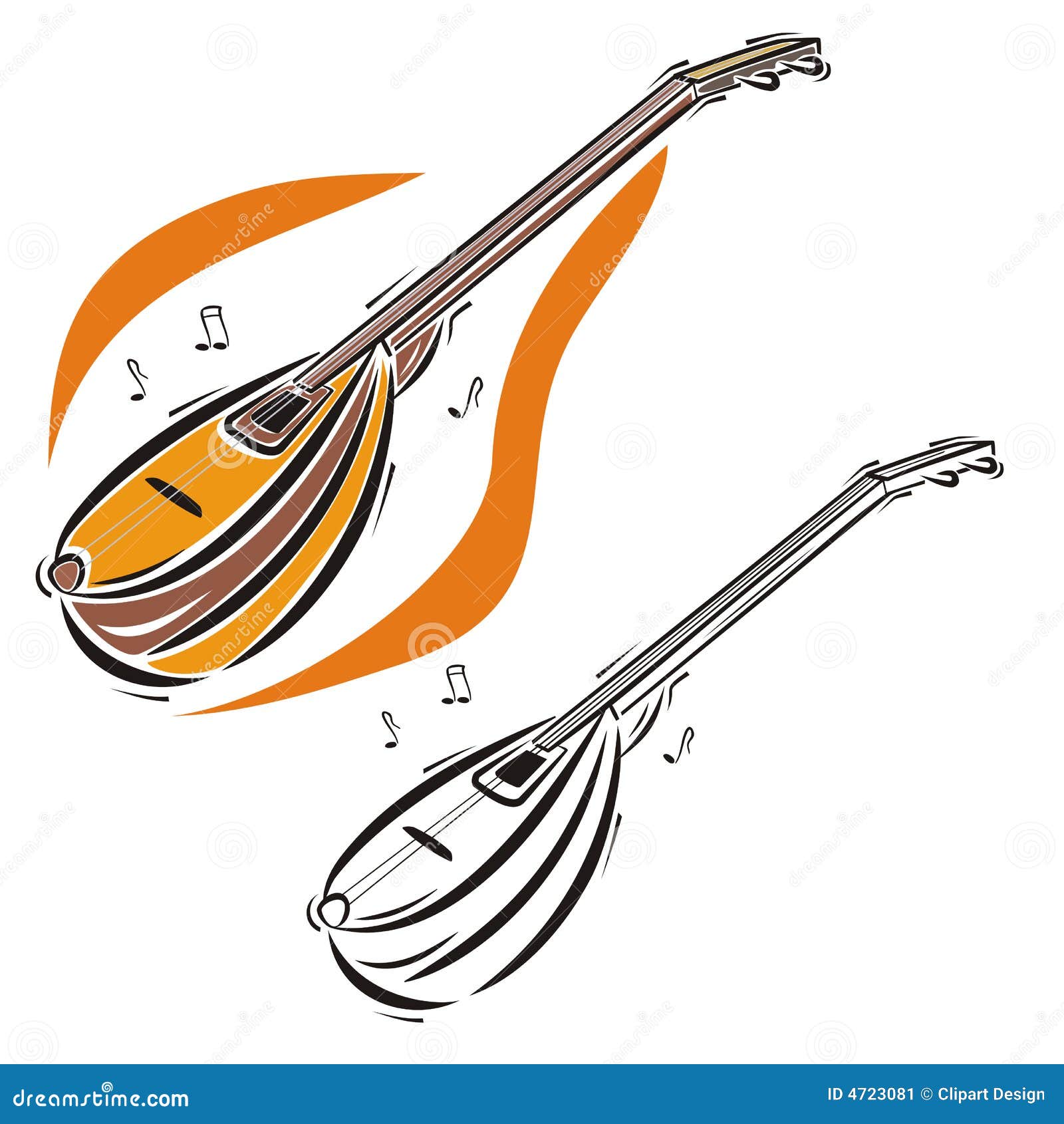 Mandolin Clipart Cartoon Style. Simple Cute Mandolin String Musical ...