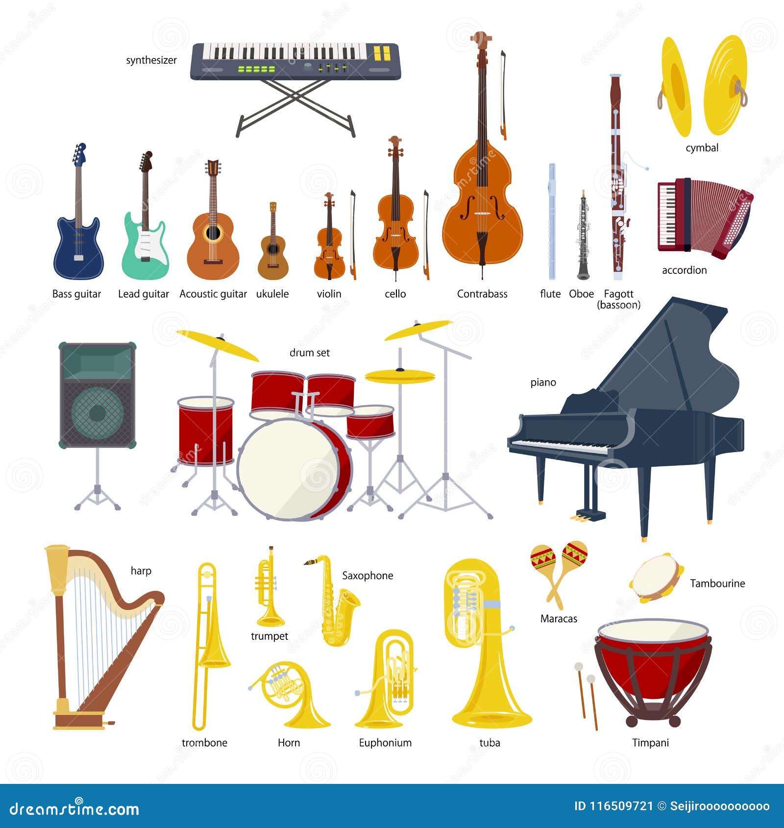 Music Instrument Vector Illustration Set Stock Vector - Illustration of ...