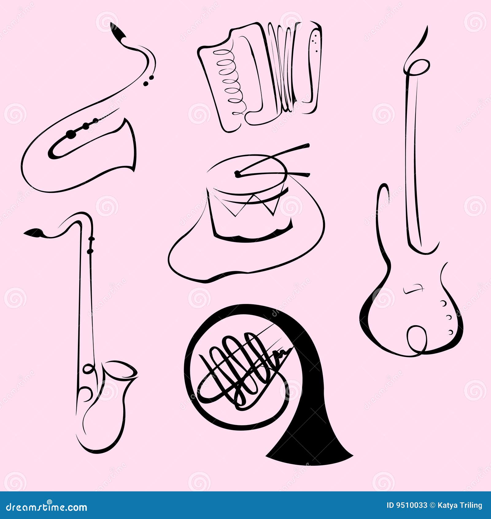 Music Instruments Design Set Stock Vector - Illustration of abstract ...