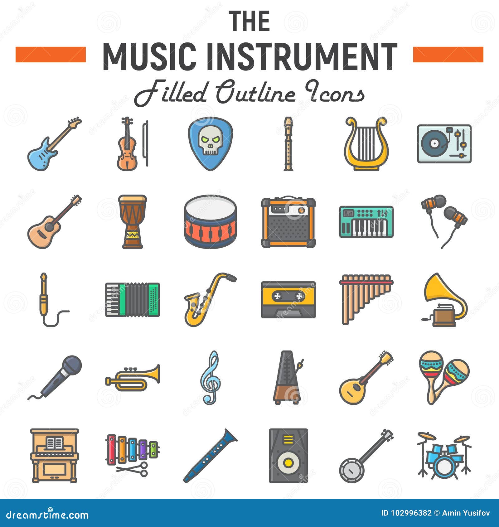 Music Instruments Filled Outline Icon Set Stock Vector - Illustration ... Music Instruments Filled Outline Icon Set Stock Vector - Illustration ...
