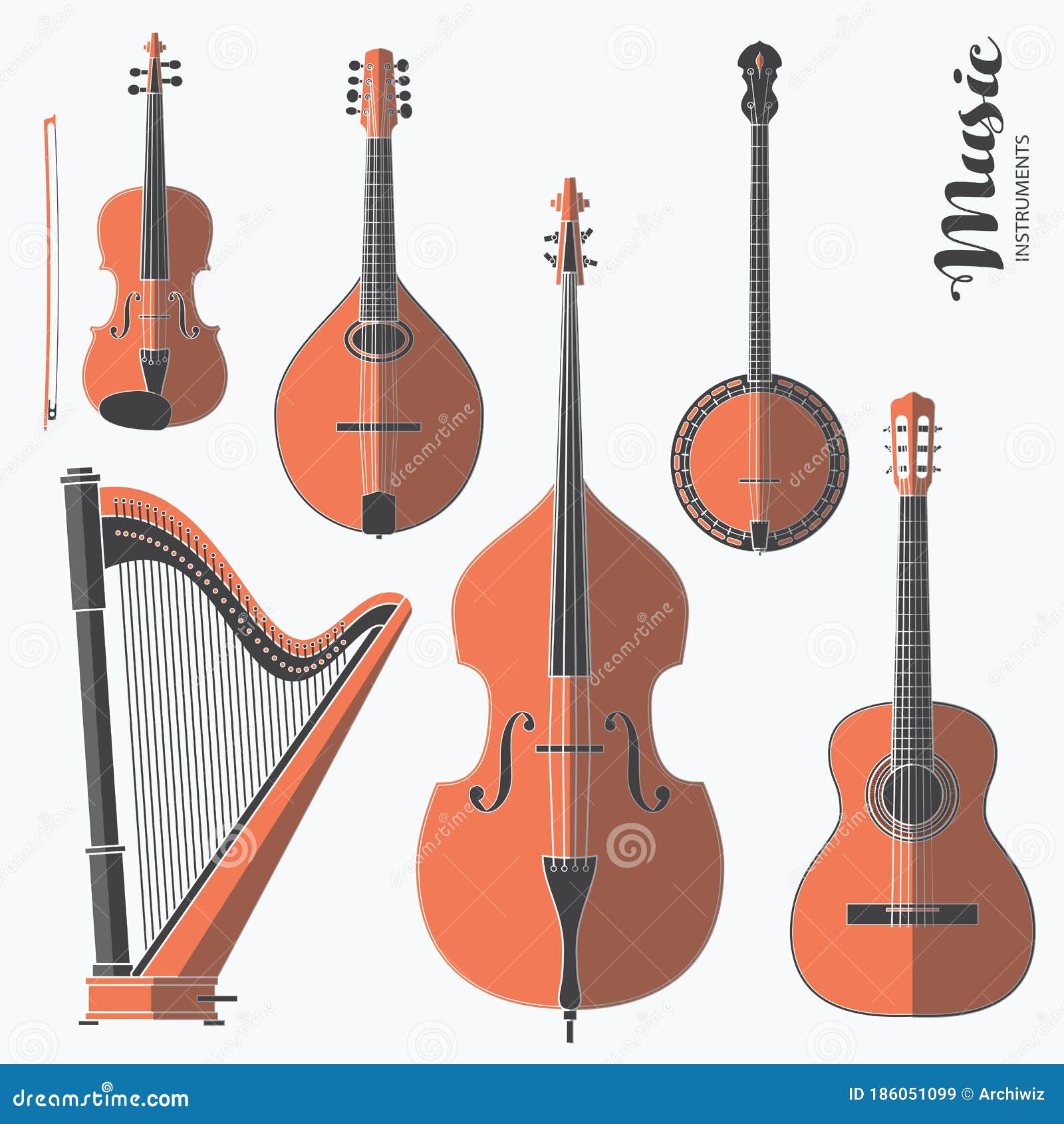 Music Instruments Geometric Illustration Set Stock Vector ...