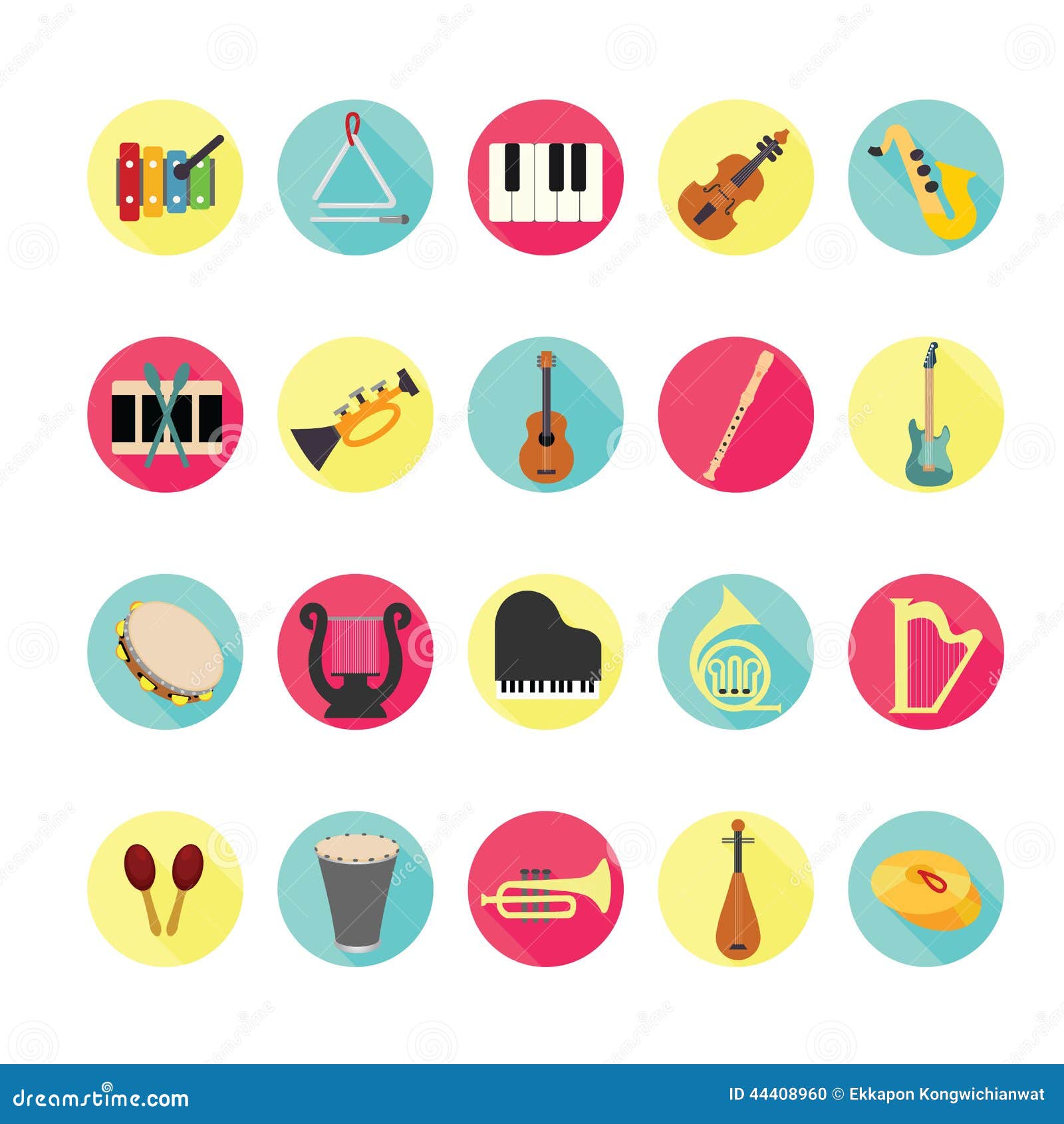 Music Instruments Icons Set. Stock Vector - Illustration of double ...
