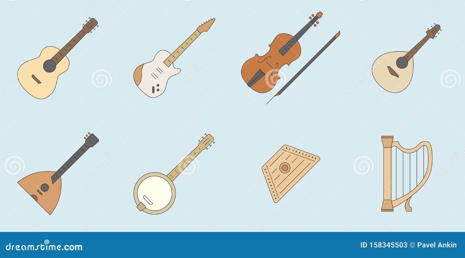 Music Instruments Icons Set 09 Stock Vector - Illustration of orchestra ...