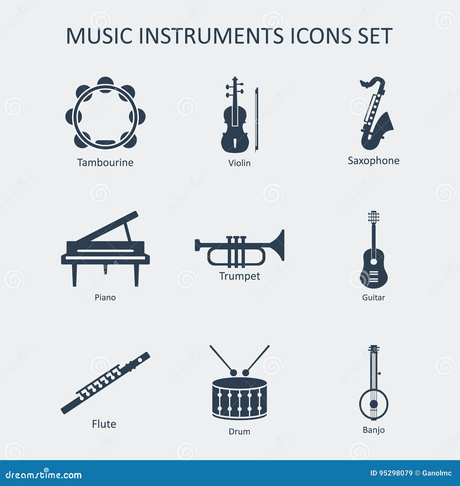 Music Instruments Icons Set. Vector Stock Vector - Illustration of ...