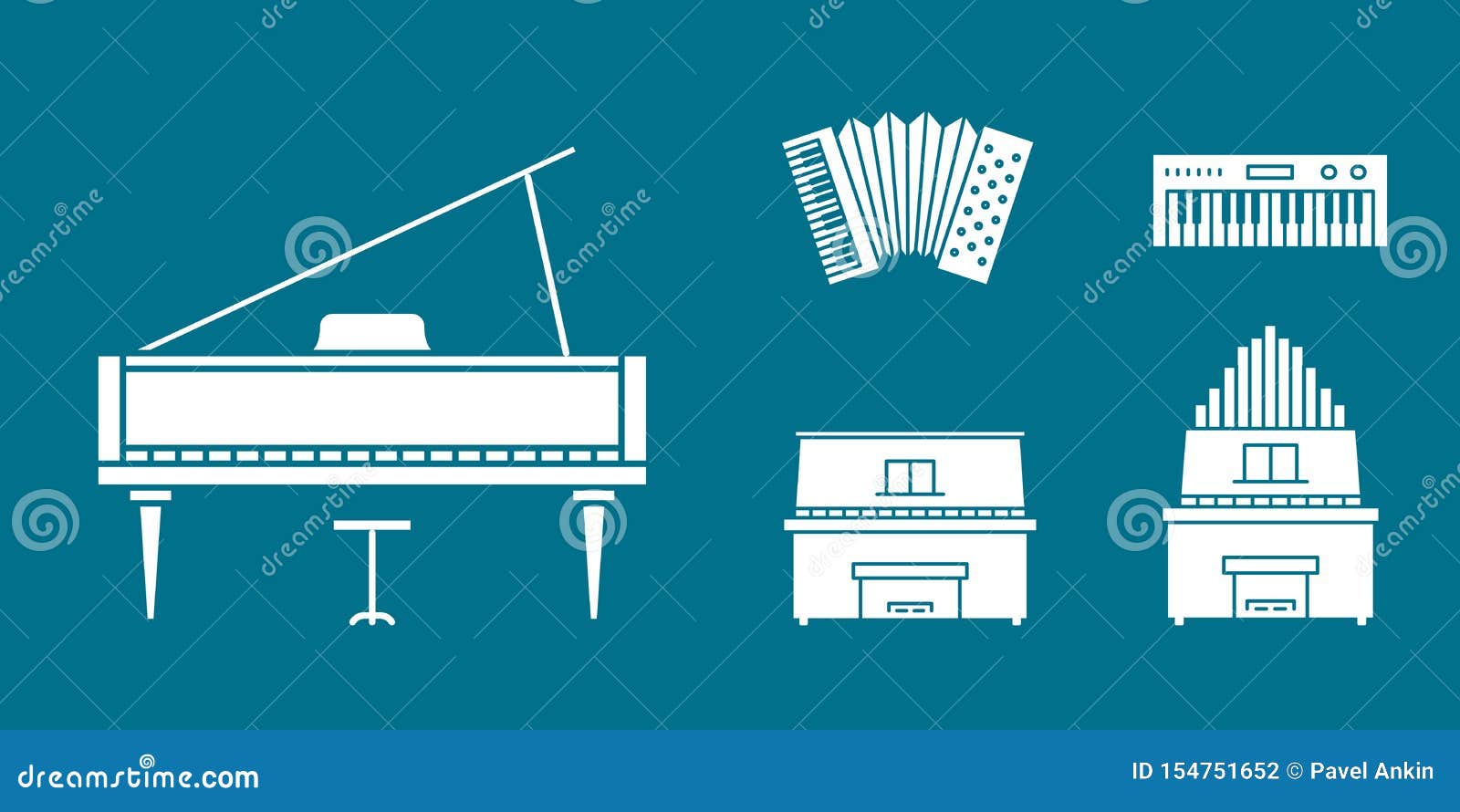 Music Instruments Icons Set 04 Stock Vector - Illustration of keys ...