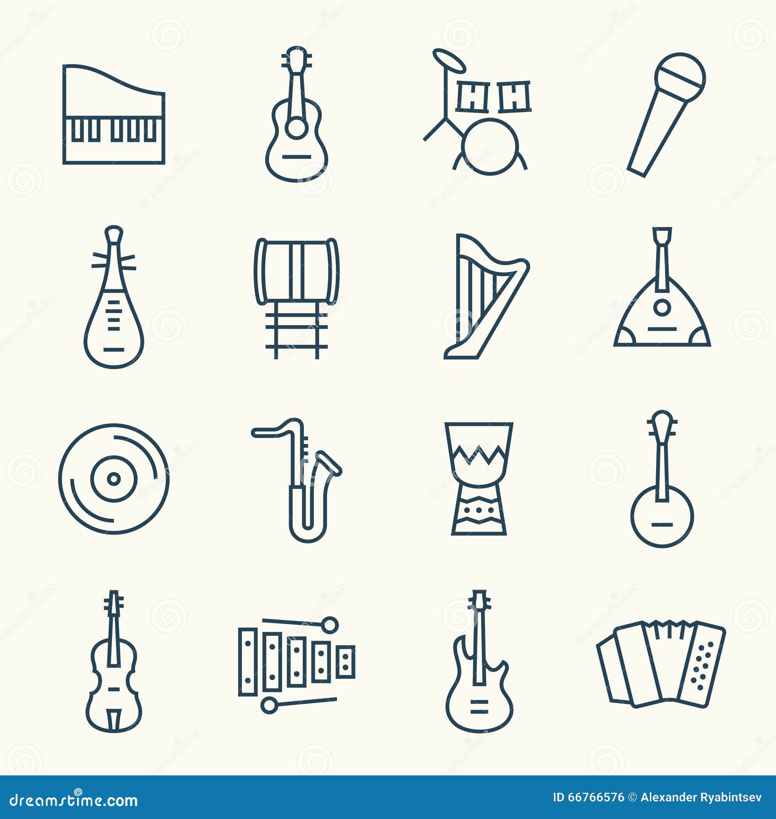 Accordionist Icon Of 3 Types Color, Black And White, Outline. Isolated ...