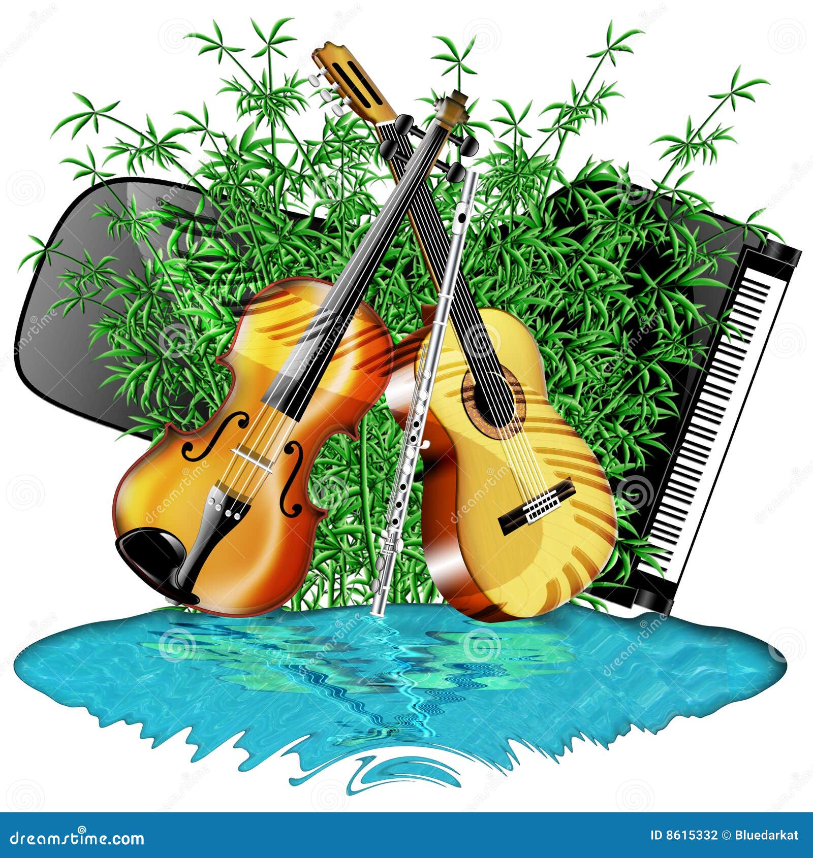 Music Instruments and Nature Stock Illustration - Illustration of ...