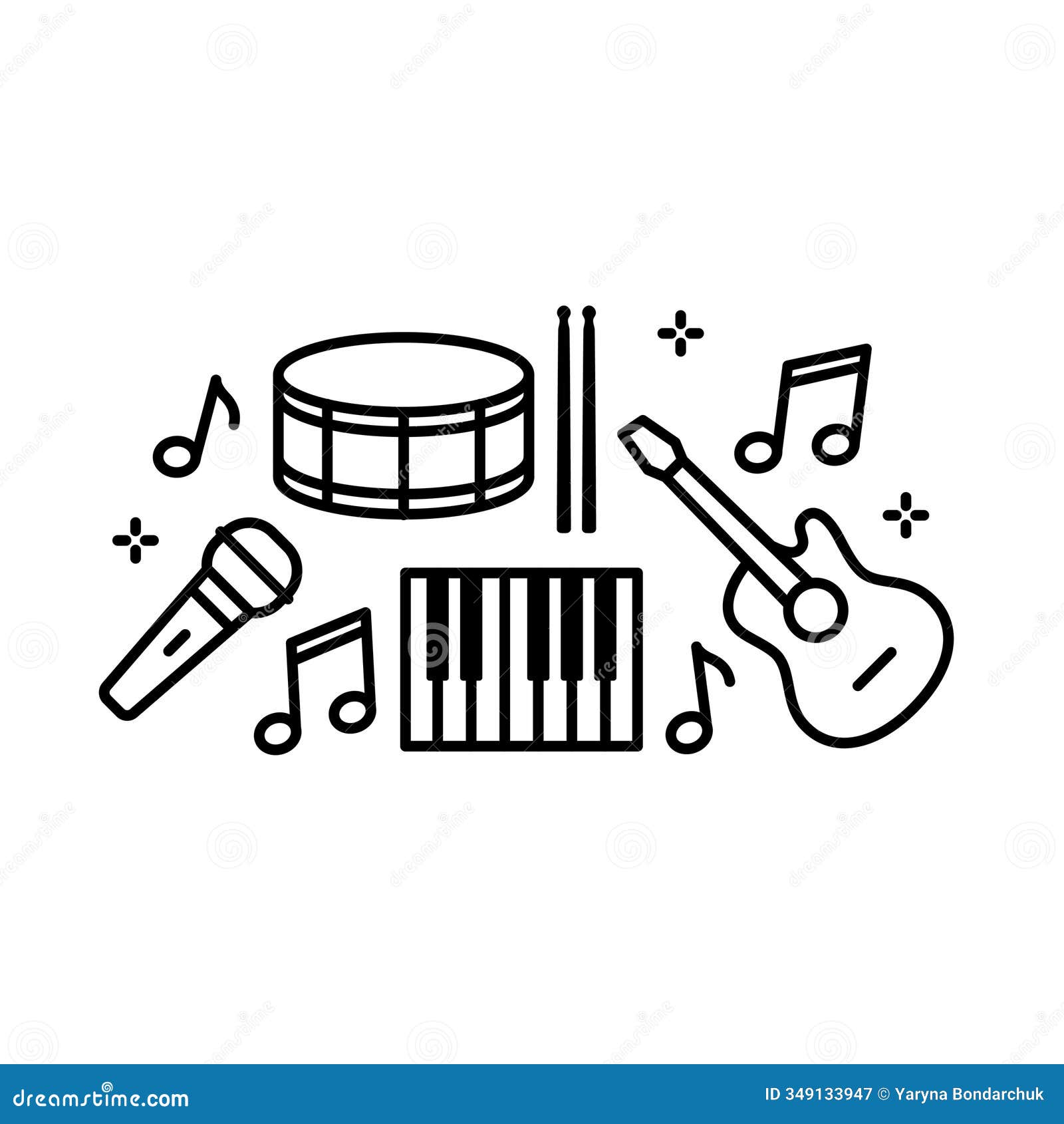 Music Instruments Outline Elements. Template for Banner, Poster, Flyer ...