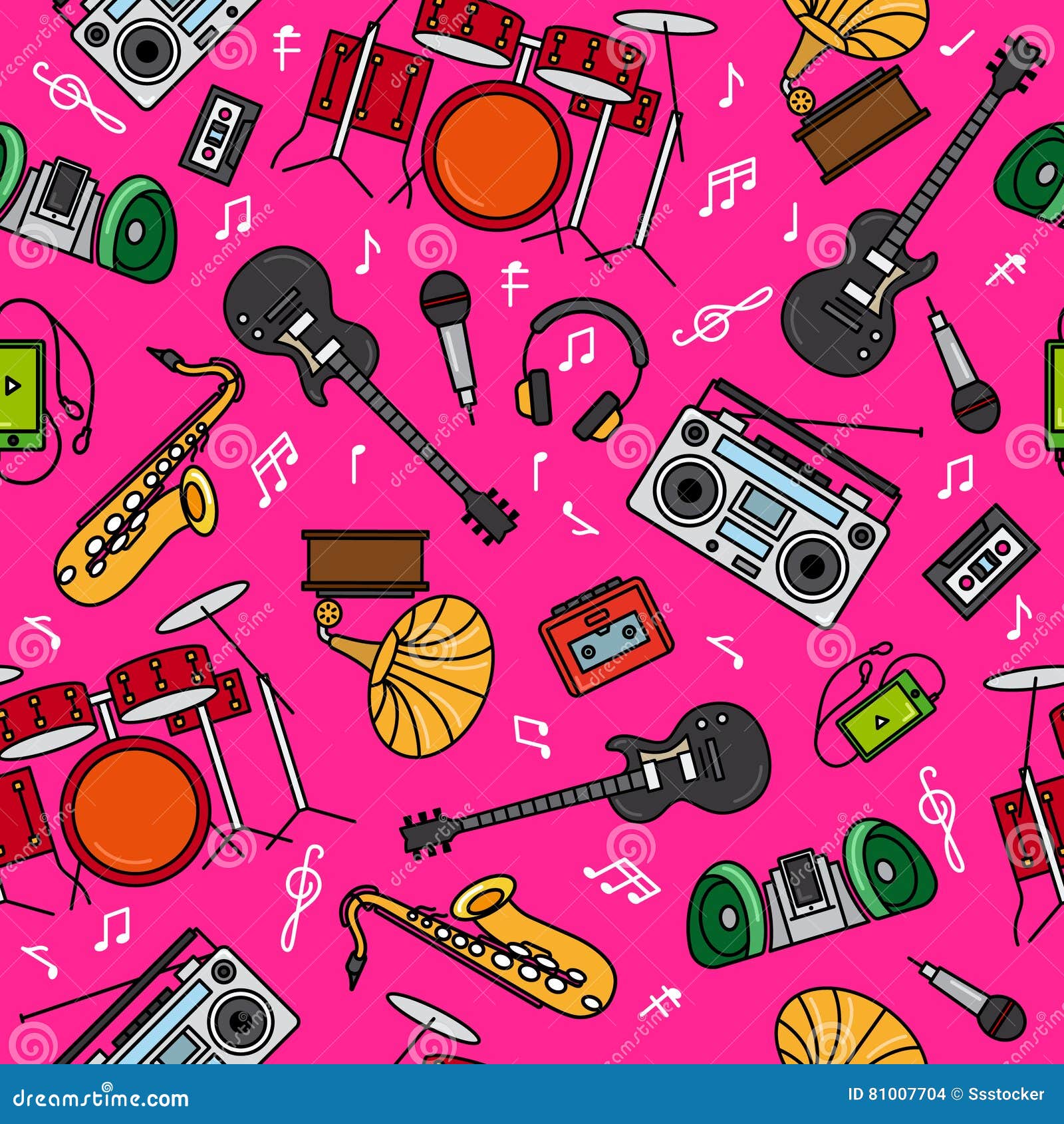 Music instruments pattern stock vector. Illustration of background ...