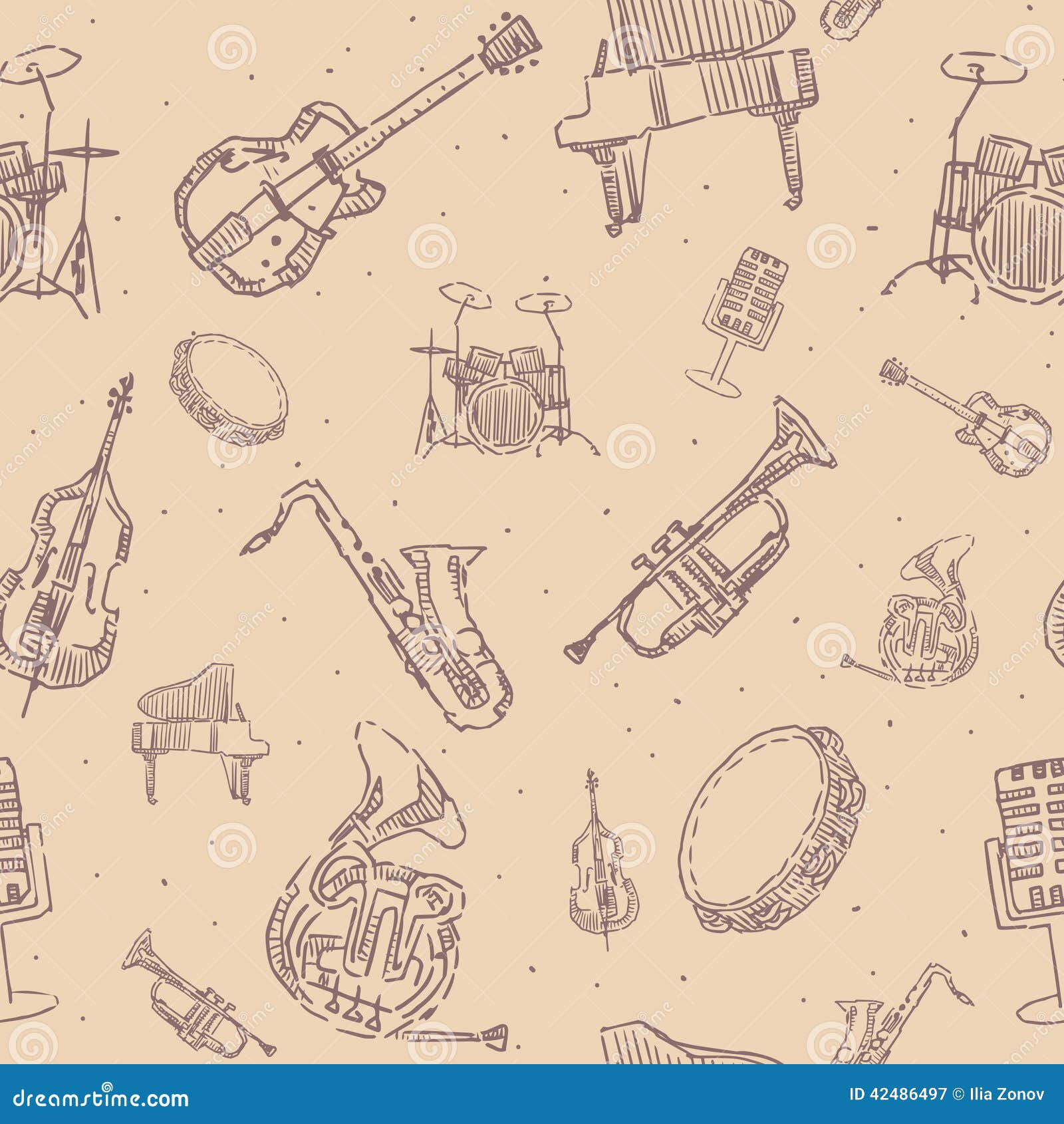 Music Instruments Seamless Pattern Stock Vector - Illustration of ...