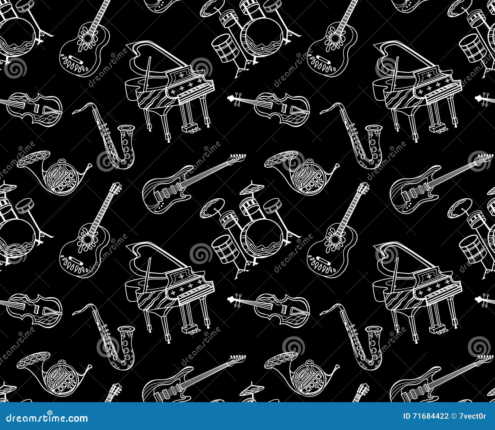 Music Instruments Seamless Pattern Stock Vector - Illustration of ...