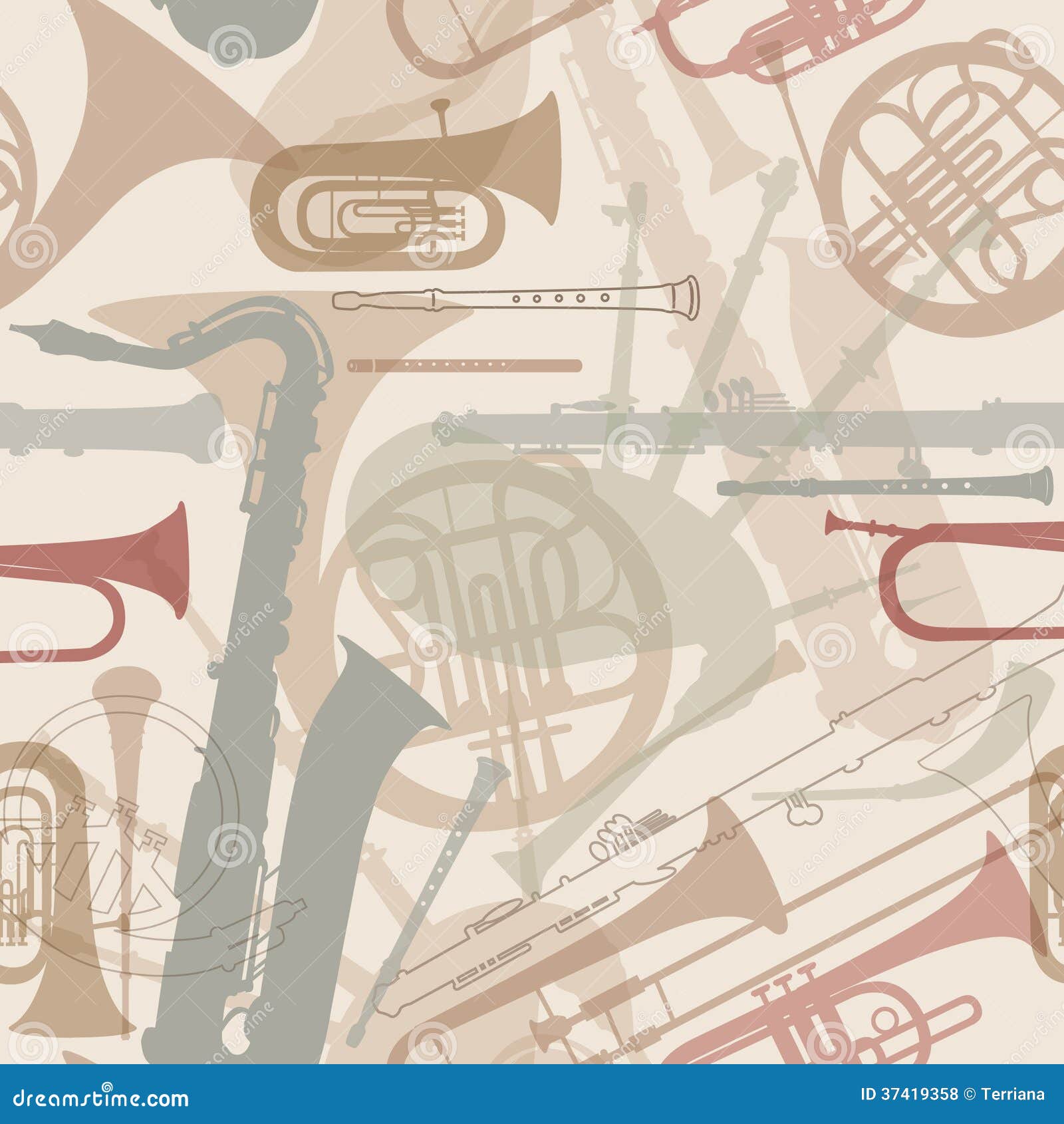 Music Instruments Seamless Texture. Stock Vector - Illustration of ...